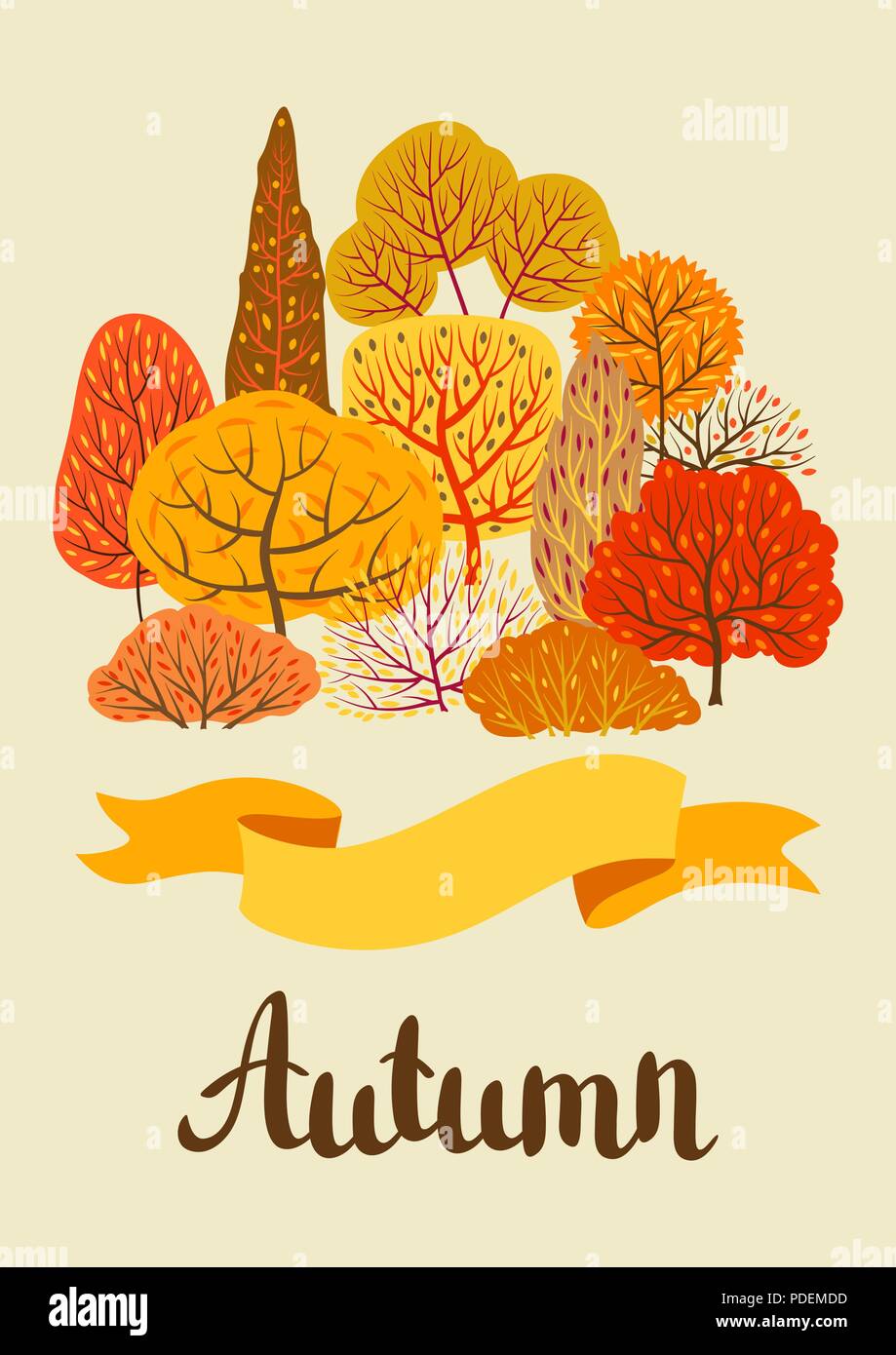 Autumn forest scene trees Stock Vector Images - Alamy