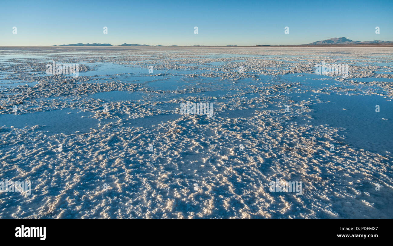 Salar de Uyuni near Colchani. It is the largest salt flat in the World ...