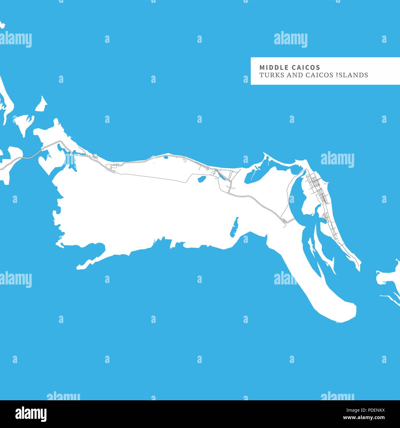 Map of Middle Caicos Island, Turks and Caicos Islands, contains ...