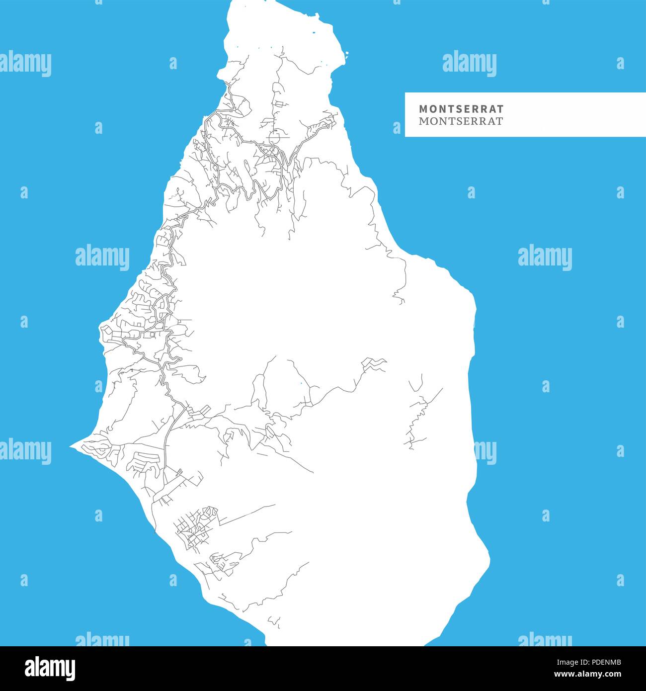 Map of Montserrat Island, Montserrat, contains geography outlines for ...