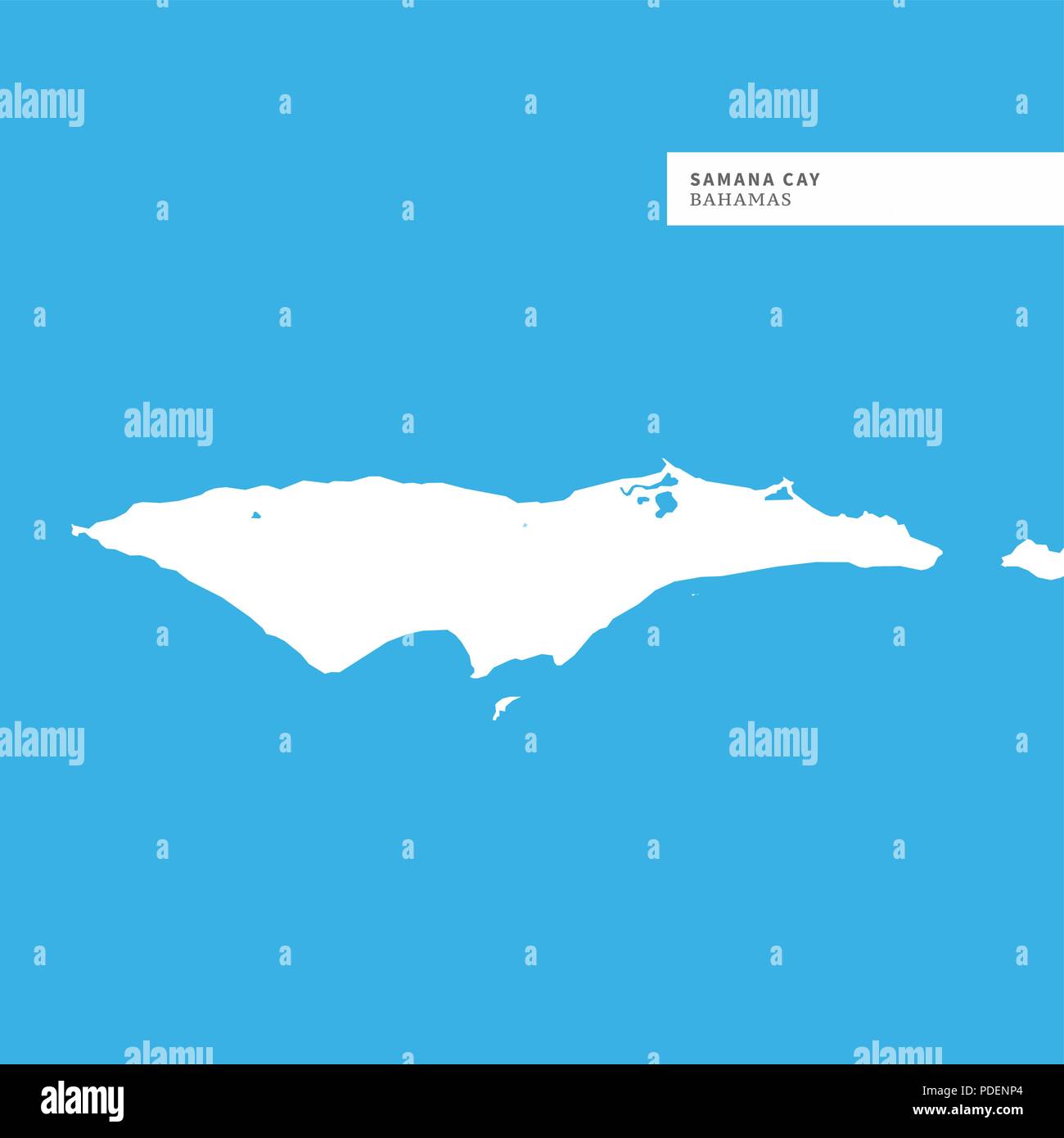Map of Samana Cay Island, Bahamas, contains geography outlines for land ...