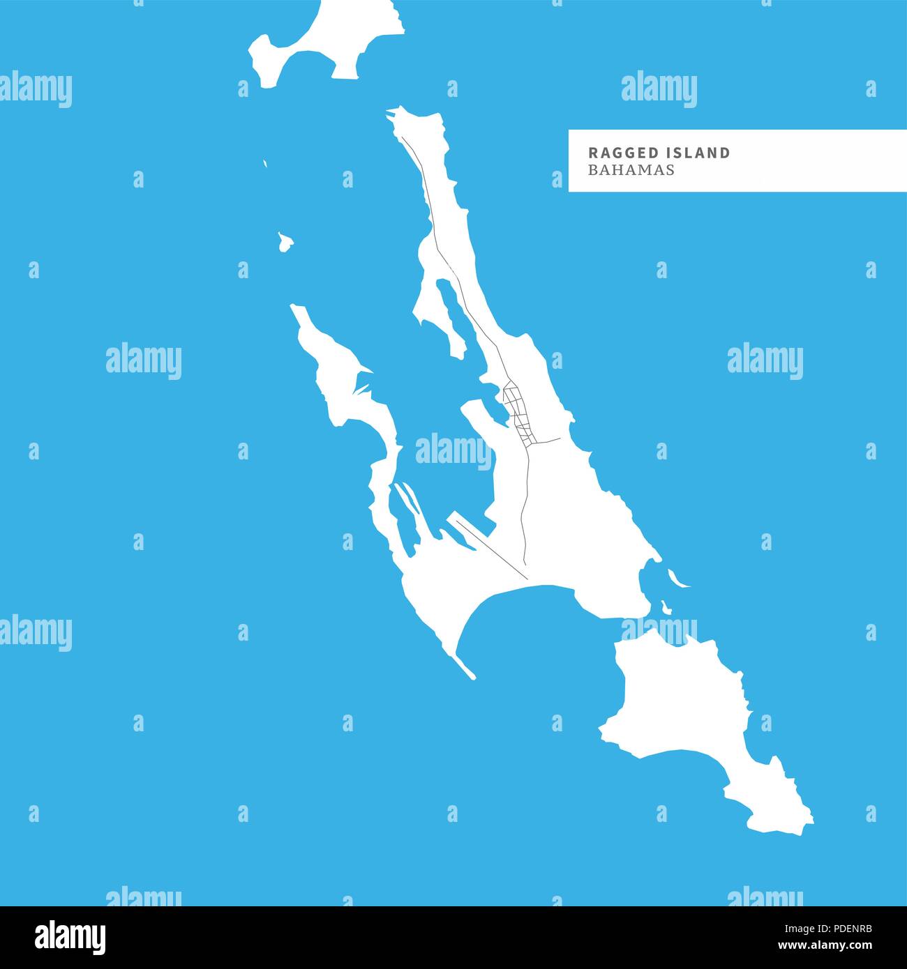 Map of Ragged Island, Bahamas, contains geography outlines for land ...