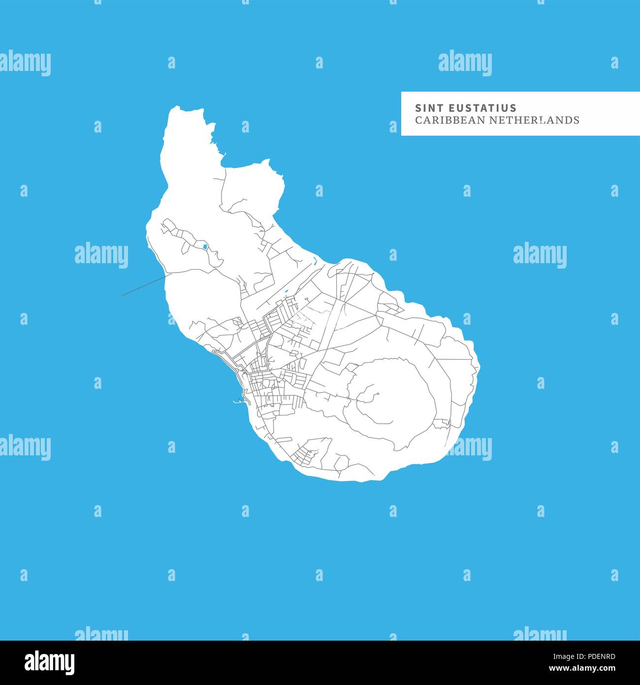 Map of Sint Eustatius Island, Caribbean Netherlands, contains geography ...