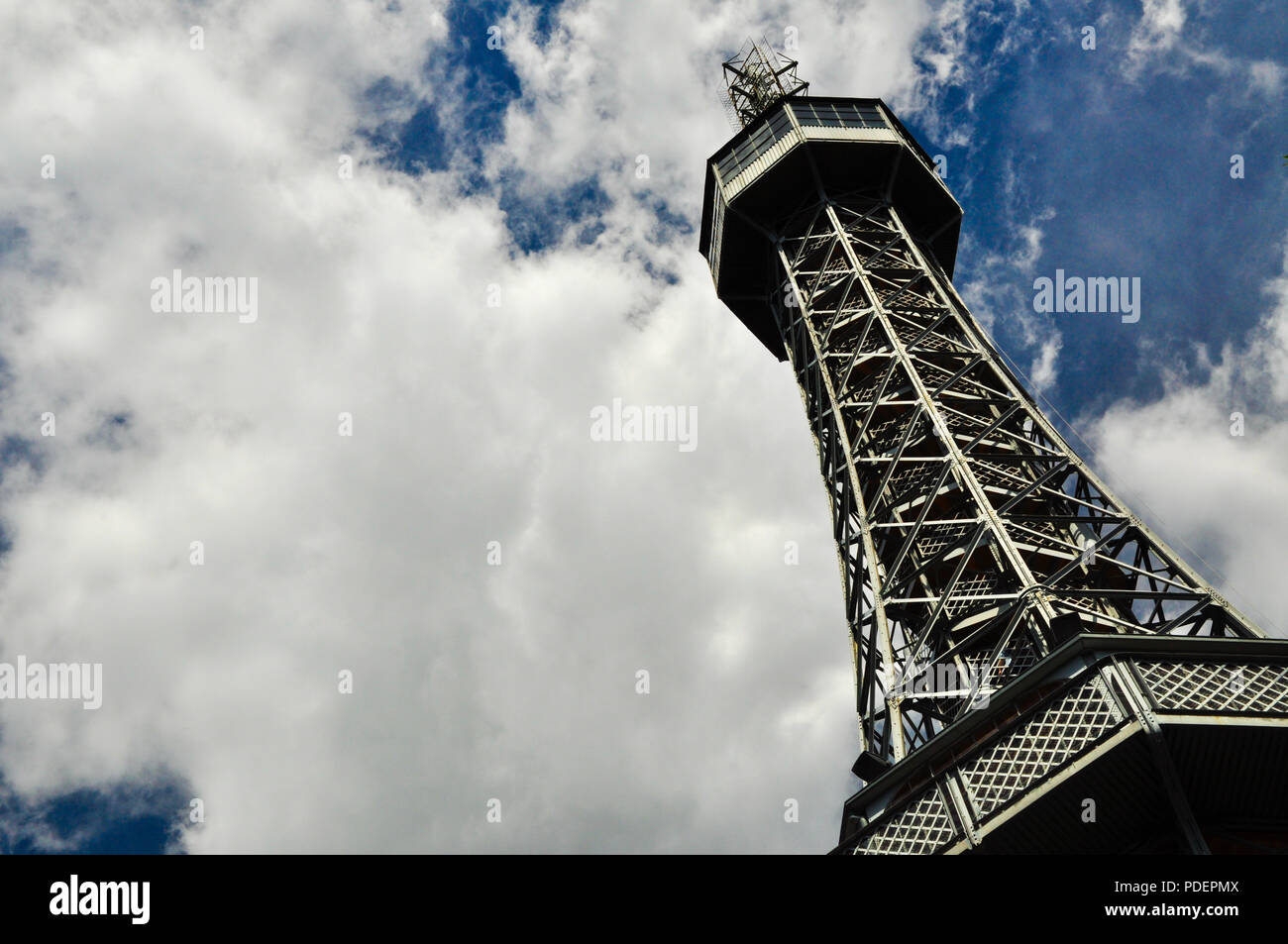 Lookout tower with blue sky and clouds in the background Stock Photo ...