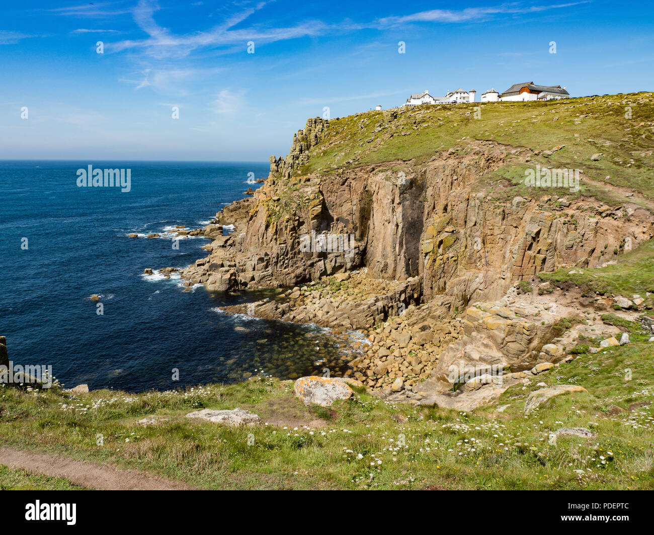 Steep and rugged cliff at Land's End, Cornwall, England Stock Photo - Alamy