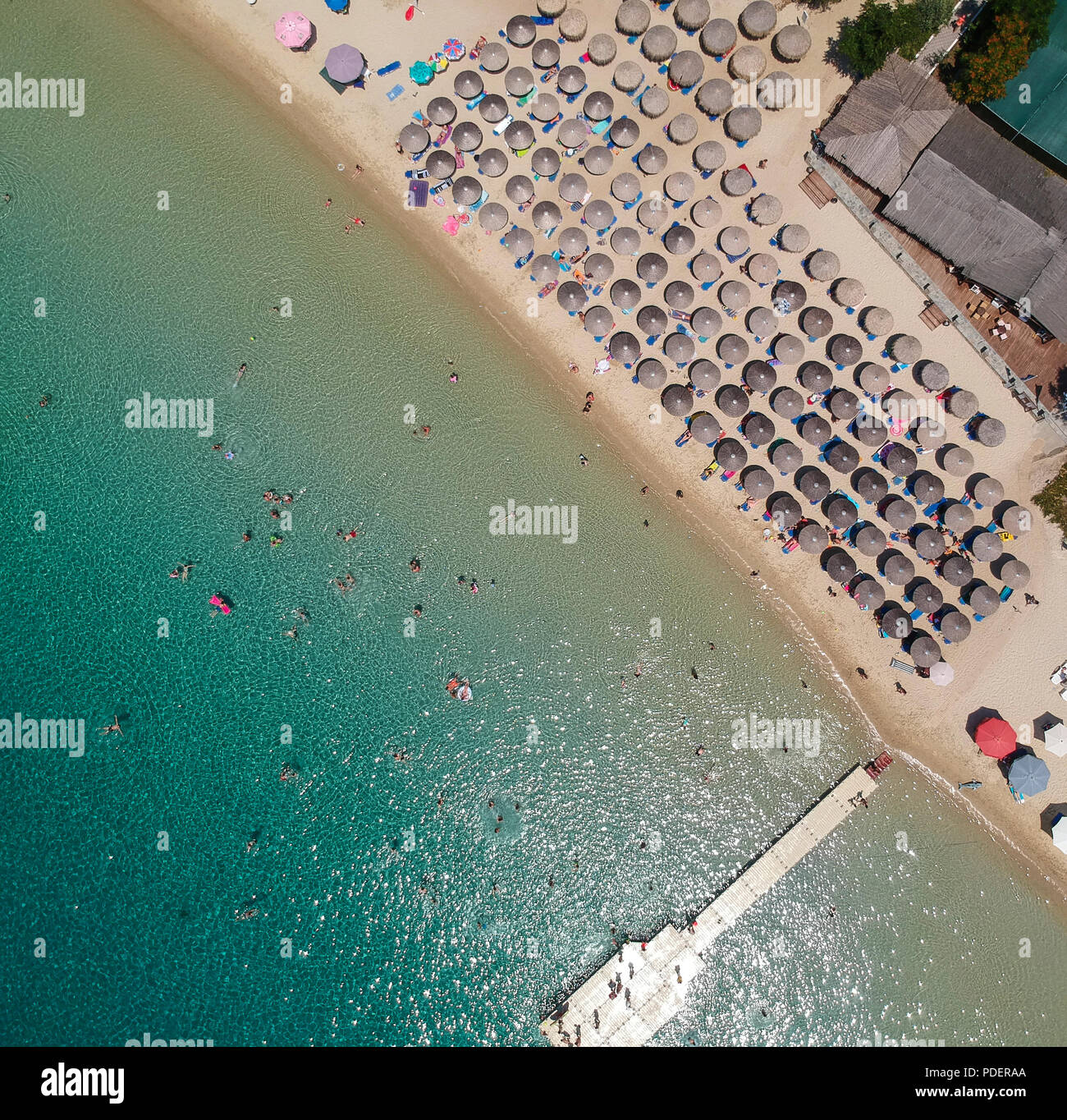 Aerial view at beach at Ammouliani island at Chalkidiki, Greece Stock ...