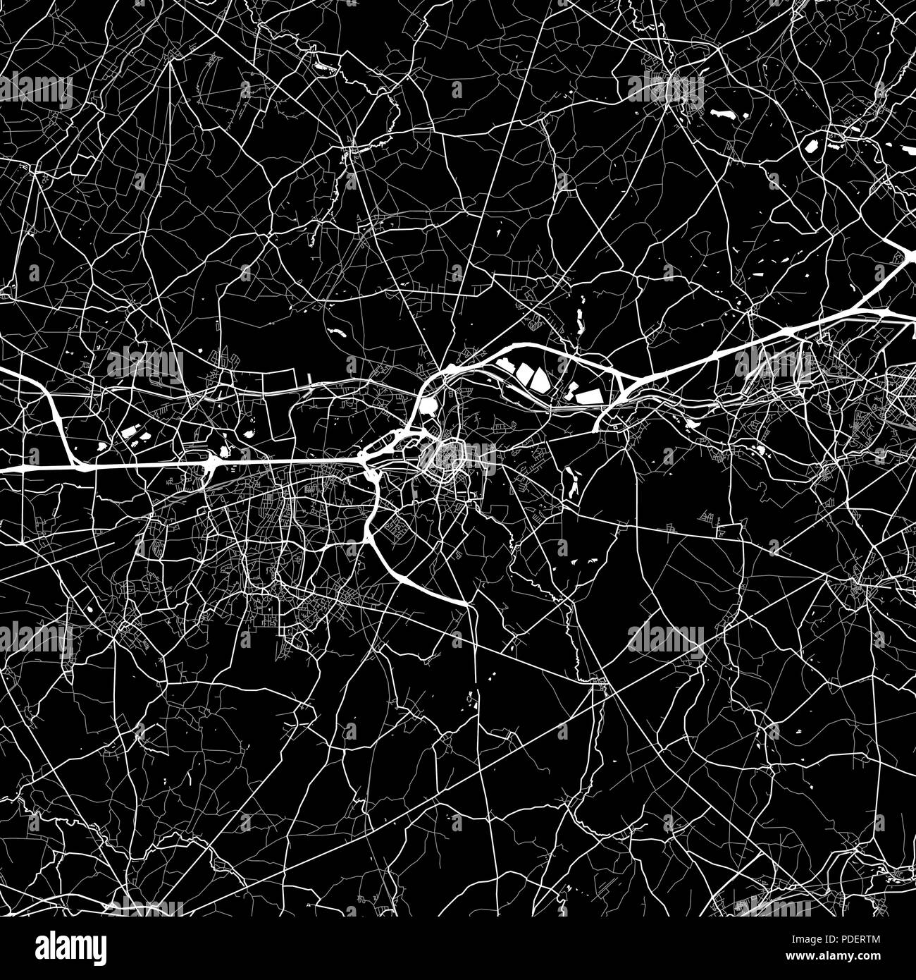 Area map of Mons, Belgium. Dark background version for infographic and ...