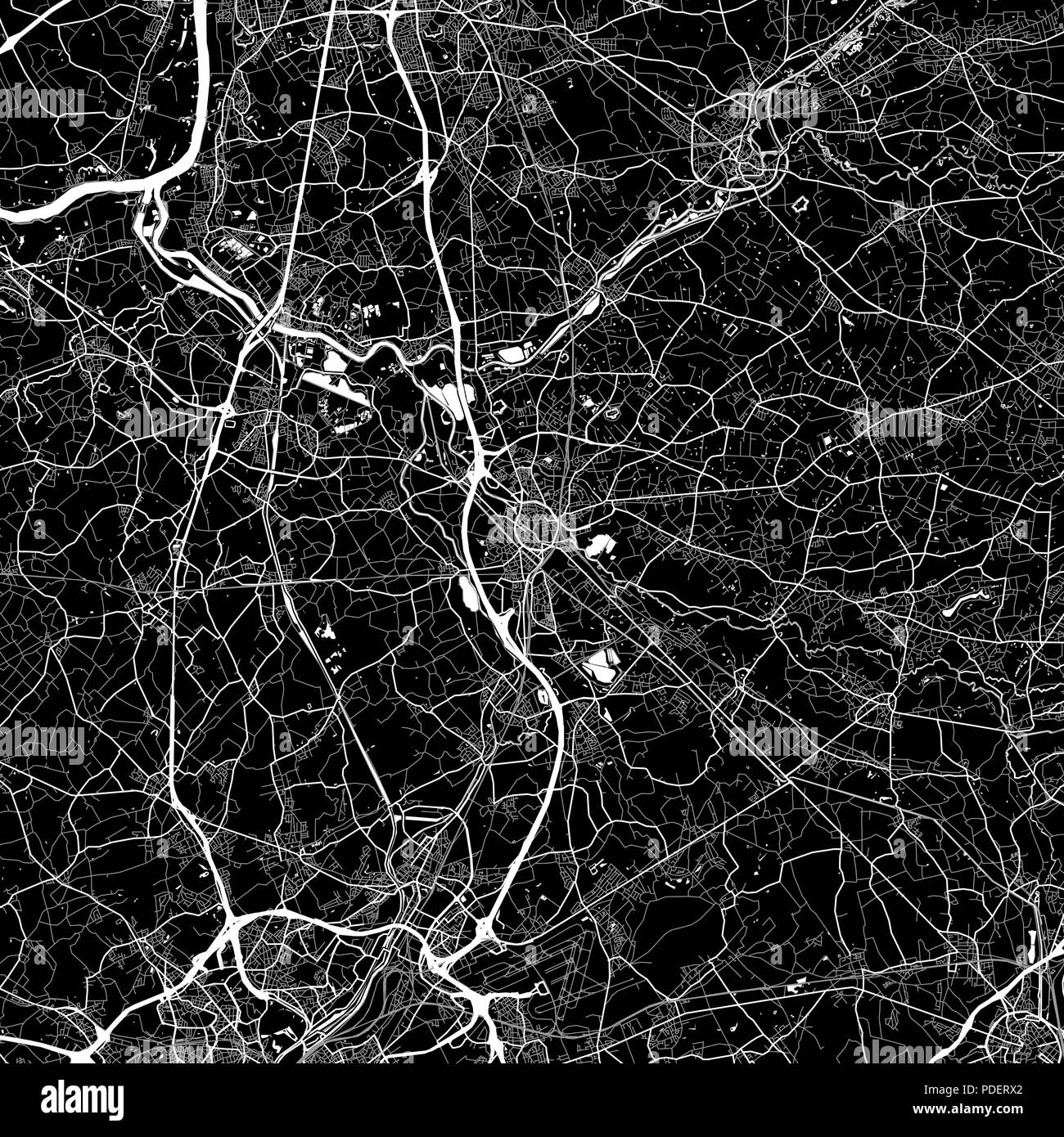 Area map of Mechelen, Belgium. Dark background version for infographic ...