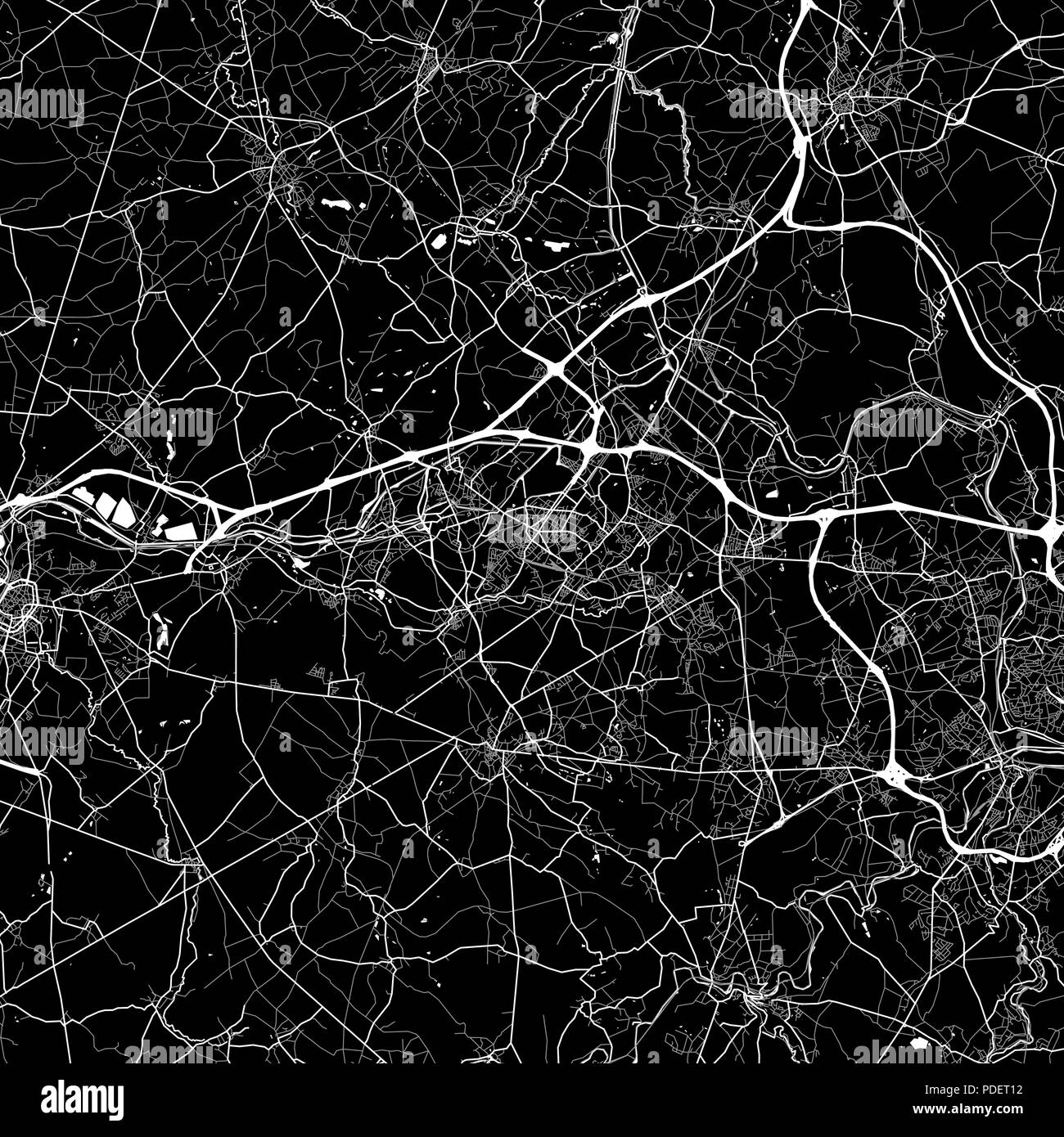 Area map of La Louvière, Belgium. Dark background version for ...