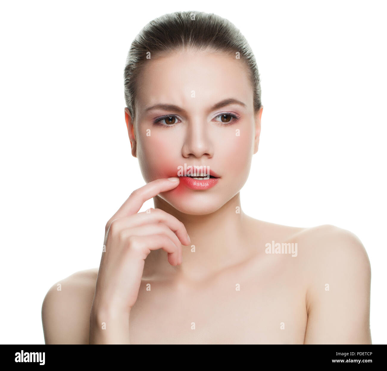 Woman Having a Toothache Isolated on White Background Stock Photo - Alamy