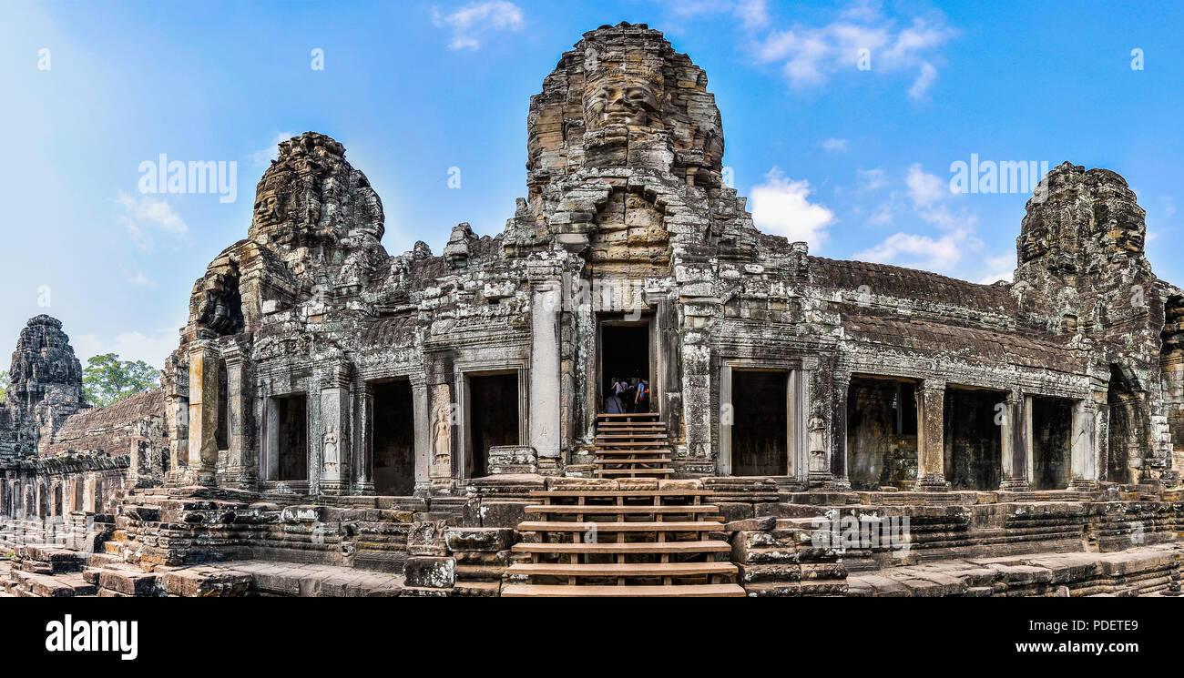 Panoramic view of the Bayon Complex in the ruins of Angkor Wat ...