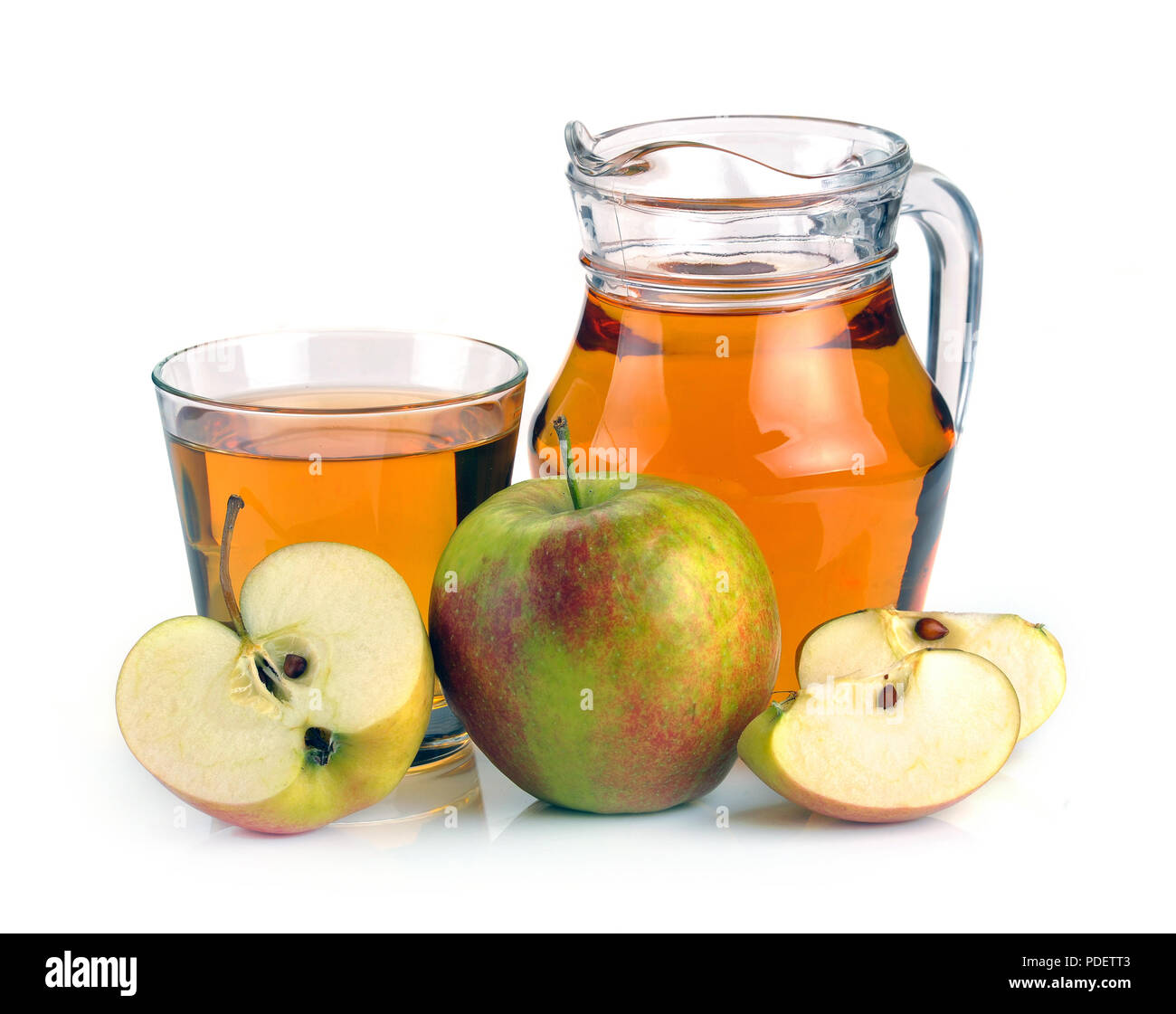 apple juice in a jug and a glass of fruit Stock Photo - Alamy