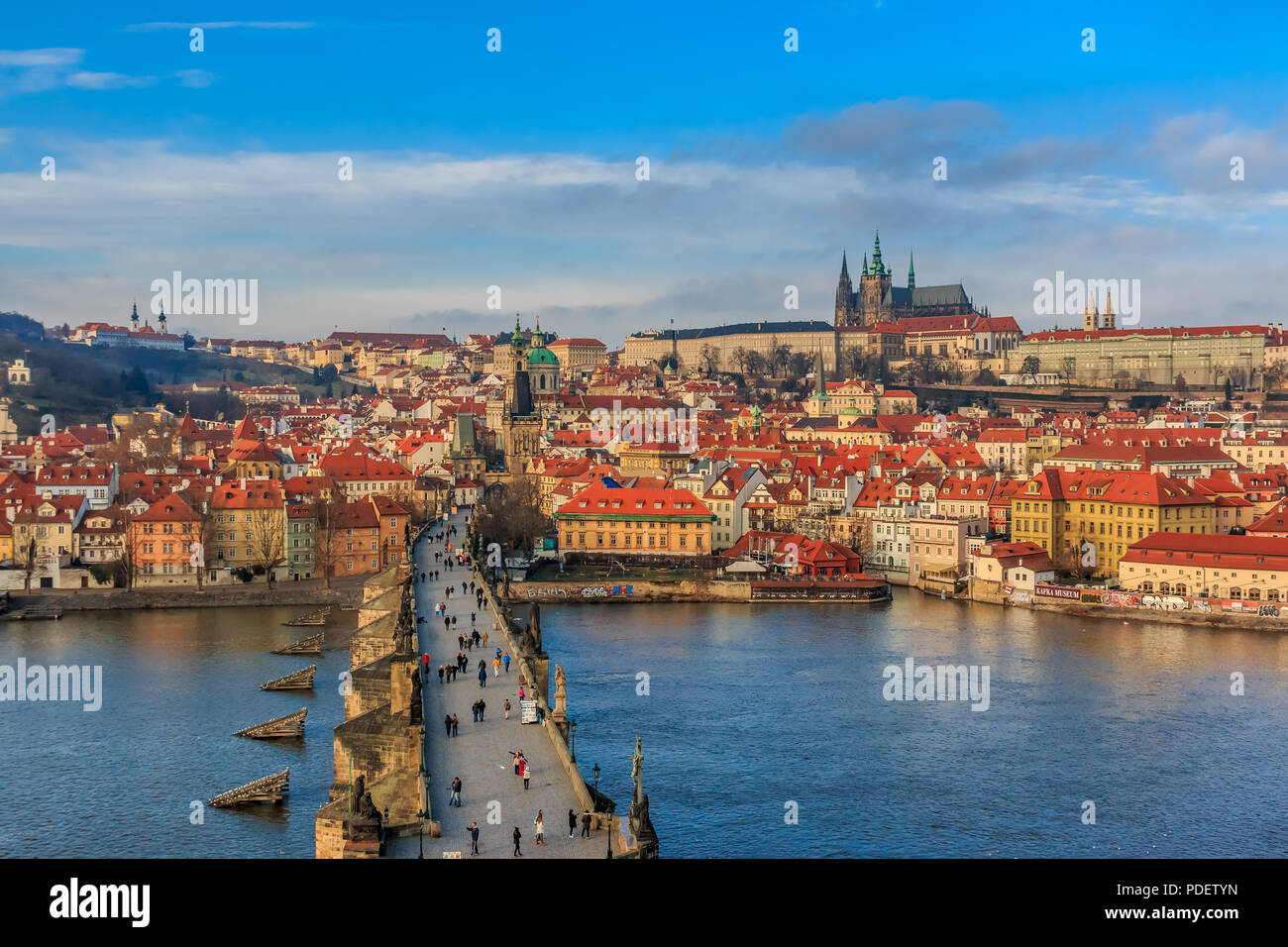 View onto Prague Castle from Charles Bridge (a.k.a. Stone Bridge ...