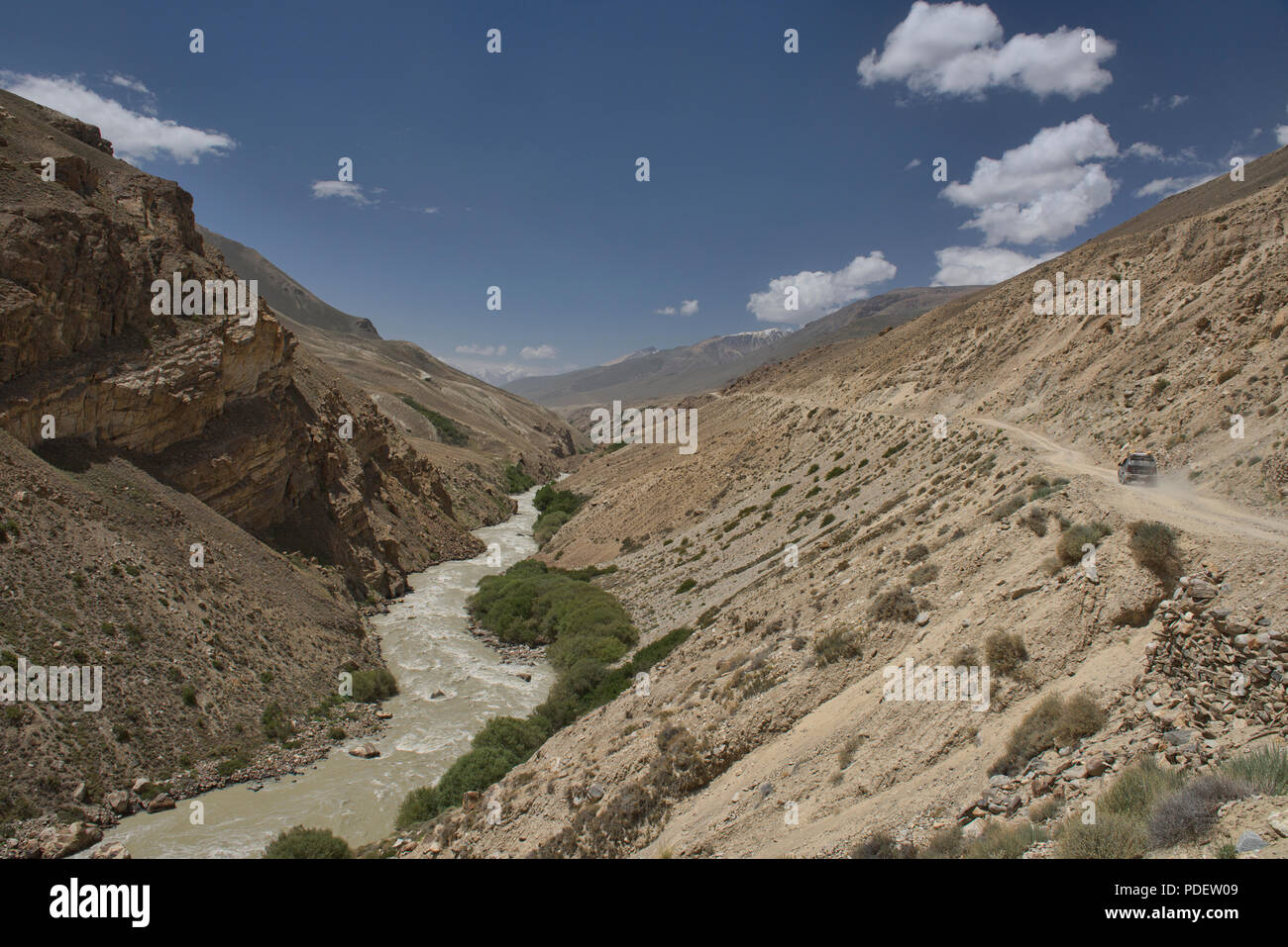 The wild Pamir and then Panj River divides Afghanistan and Tajikistan ...