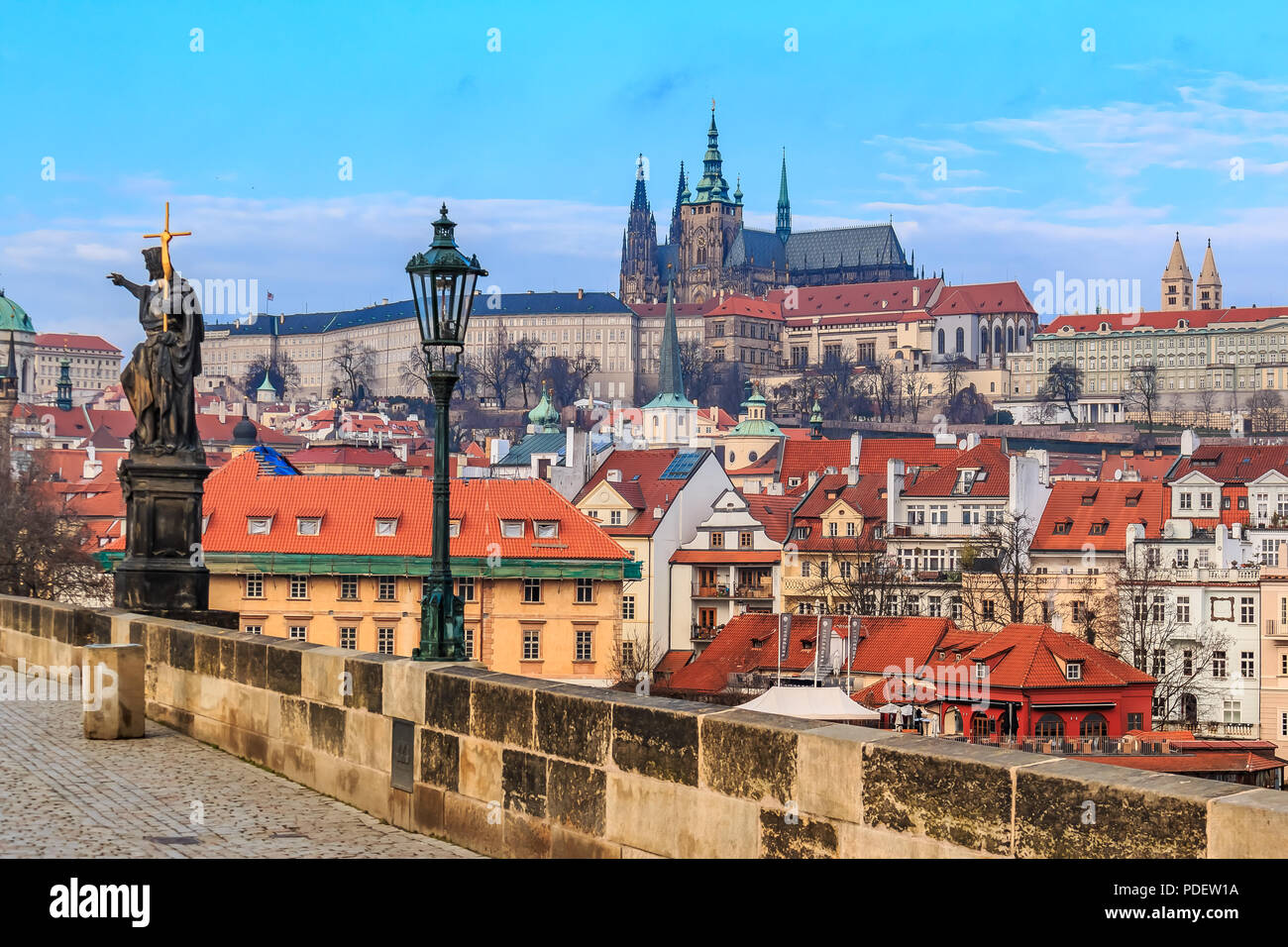 View onto Prague Castle from Charles Bridge (a.k.a. Stone Bridge ...