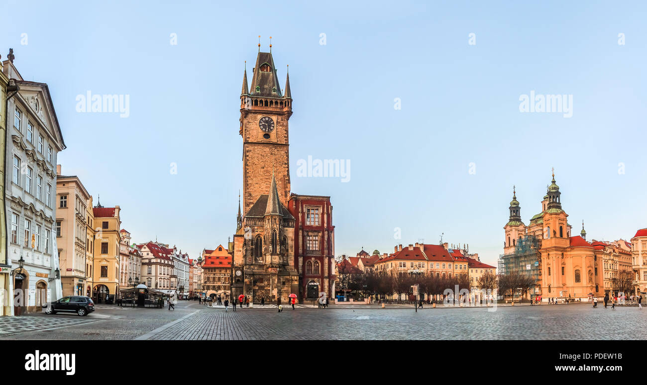 Prague city center city hall famous clock tower hi-res stock ...
