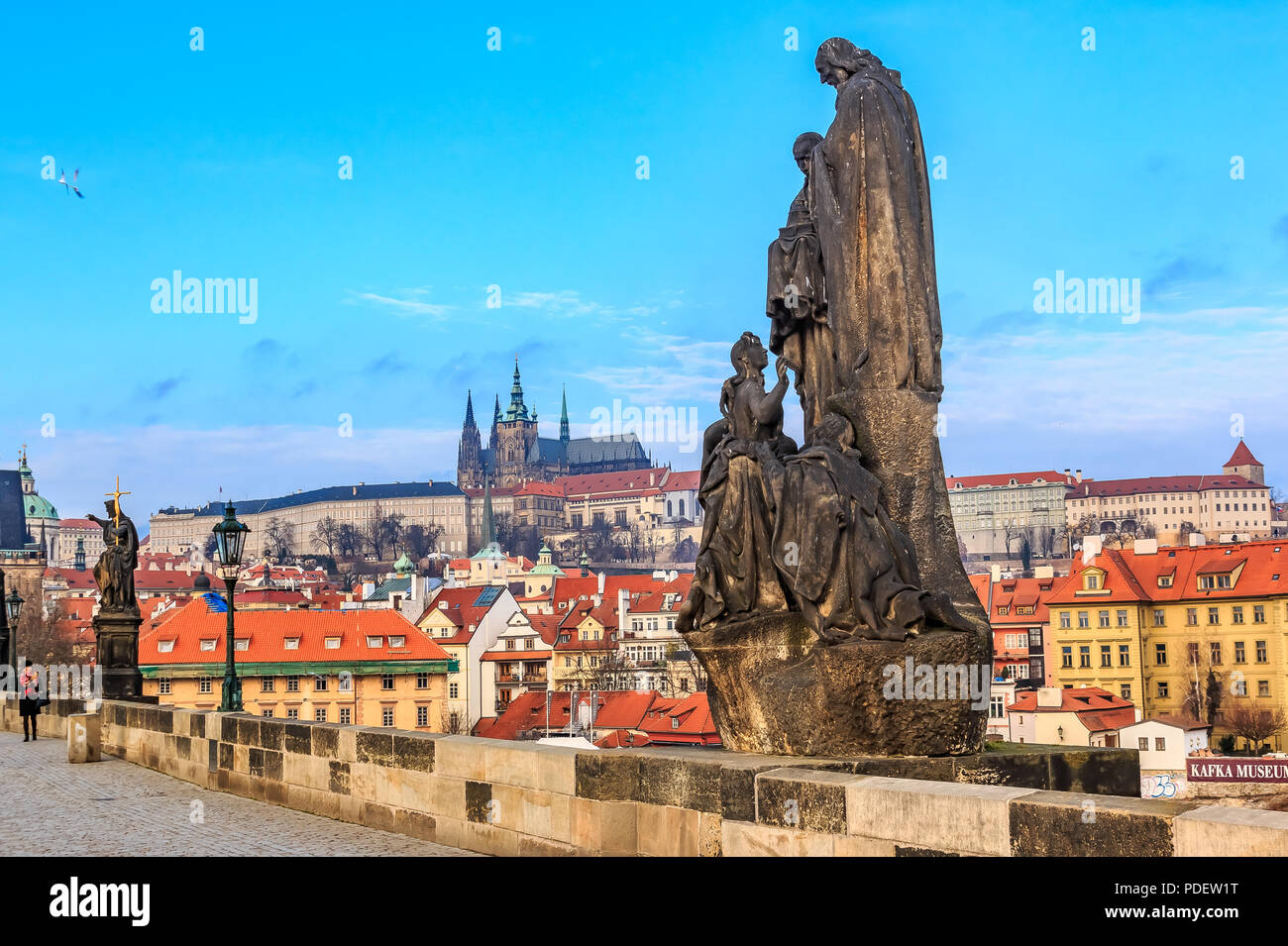 Prague, Czech Republic - January 16, 2015: Sculptures on Charles Bridge ...