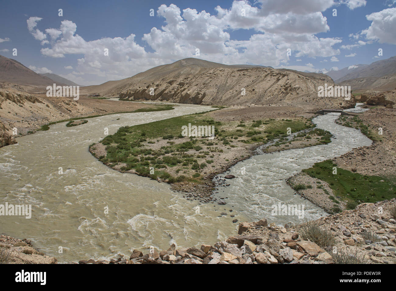 The wild Pamir and then Panj River divides Afghanistan and Tajikistan ...