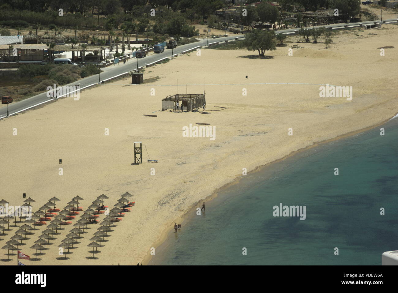 Greece, the island of Ios, "far out" beach from the hillside in early ...