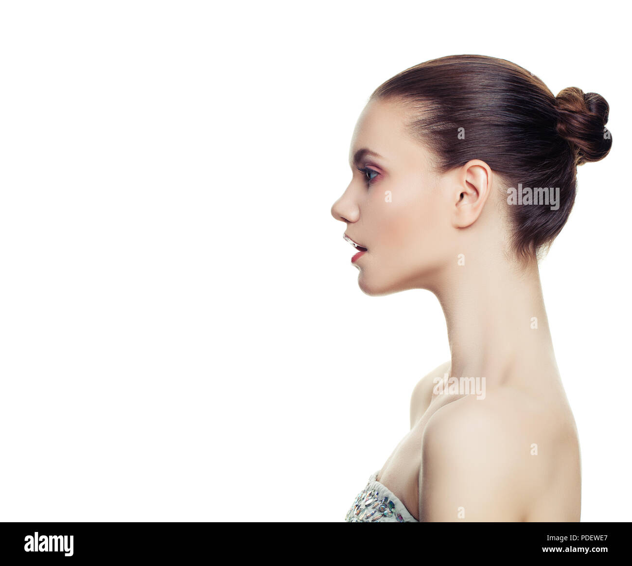 Fashion Portrait of Young Model Woman Isolated on White Background ...