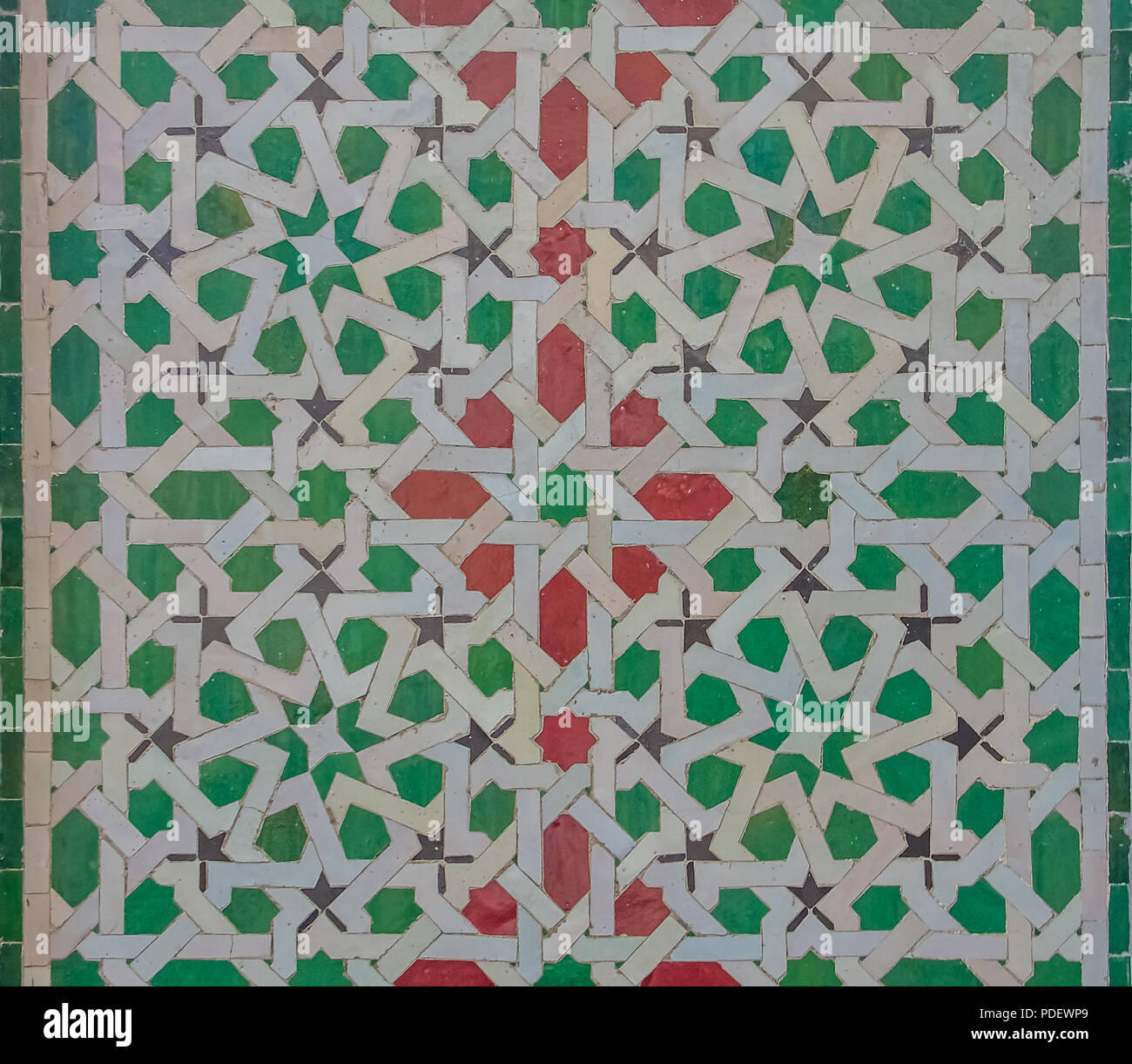 Moroccan tile pattern in a riad Fes Morocco Stock Photo - Alamy