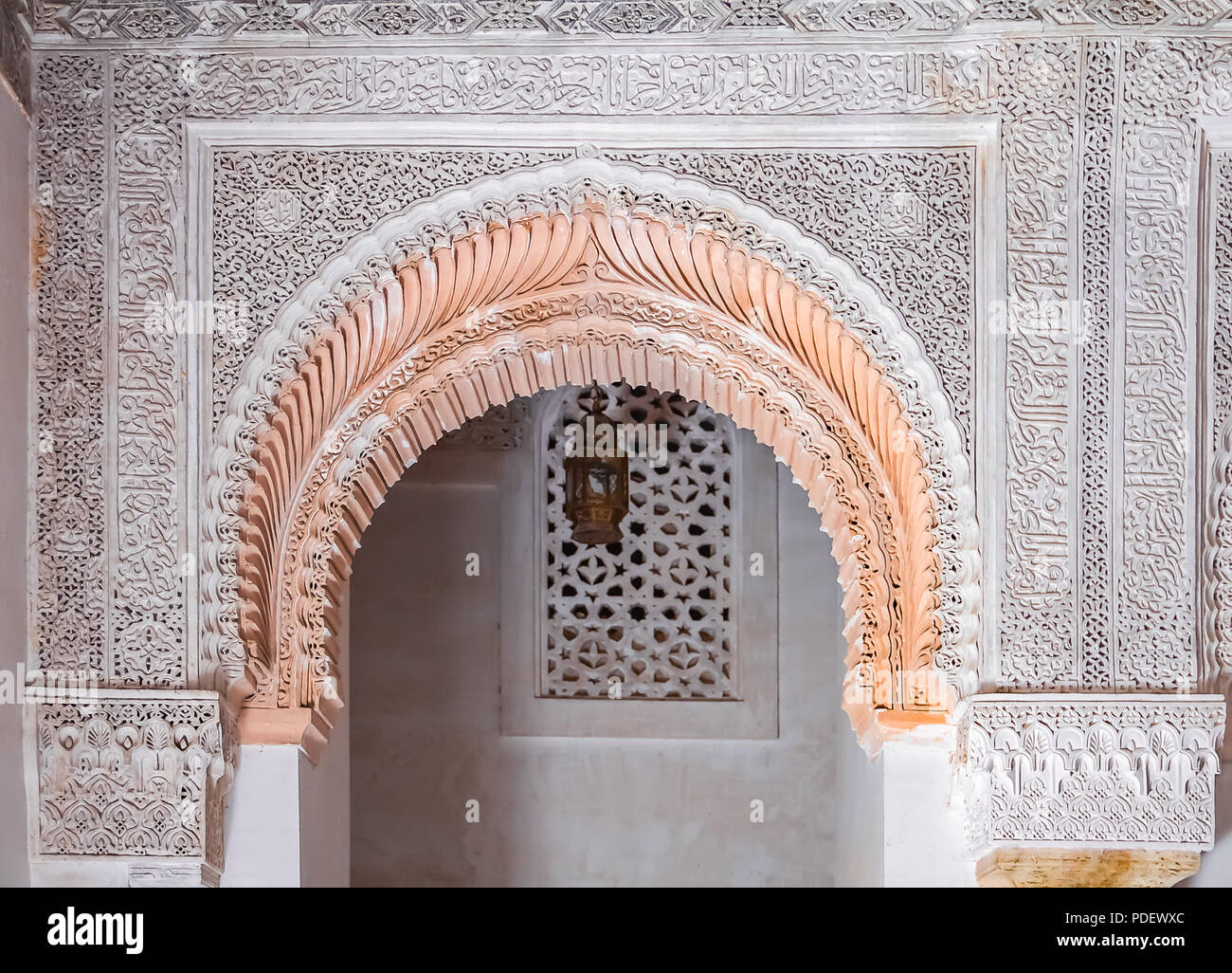 Fes, Morocco - May 11, 2013: Moroccan Carved Plaster Arabesque in the ...