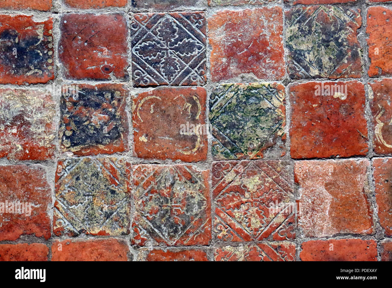 Medieval encaustic tiles St Mary's church Acton Burnell Stock Photo - Alamy
