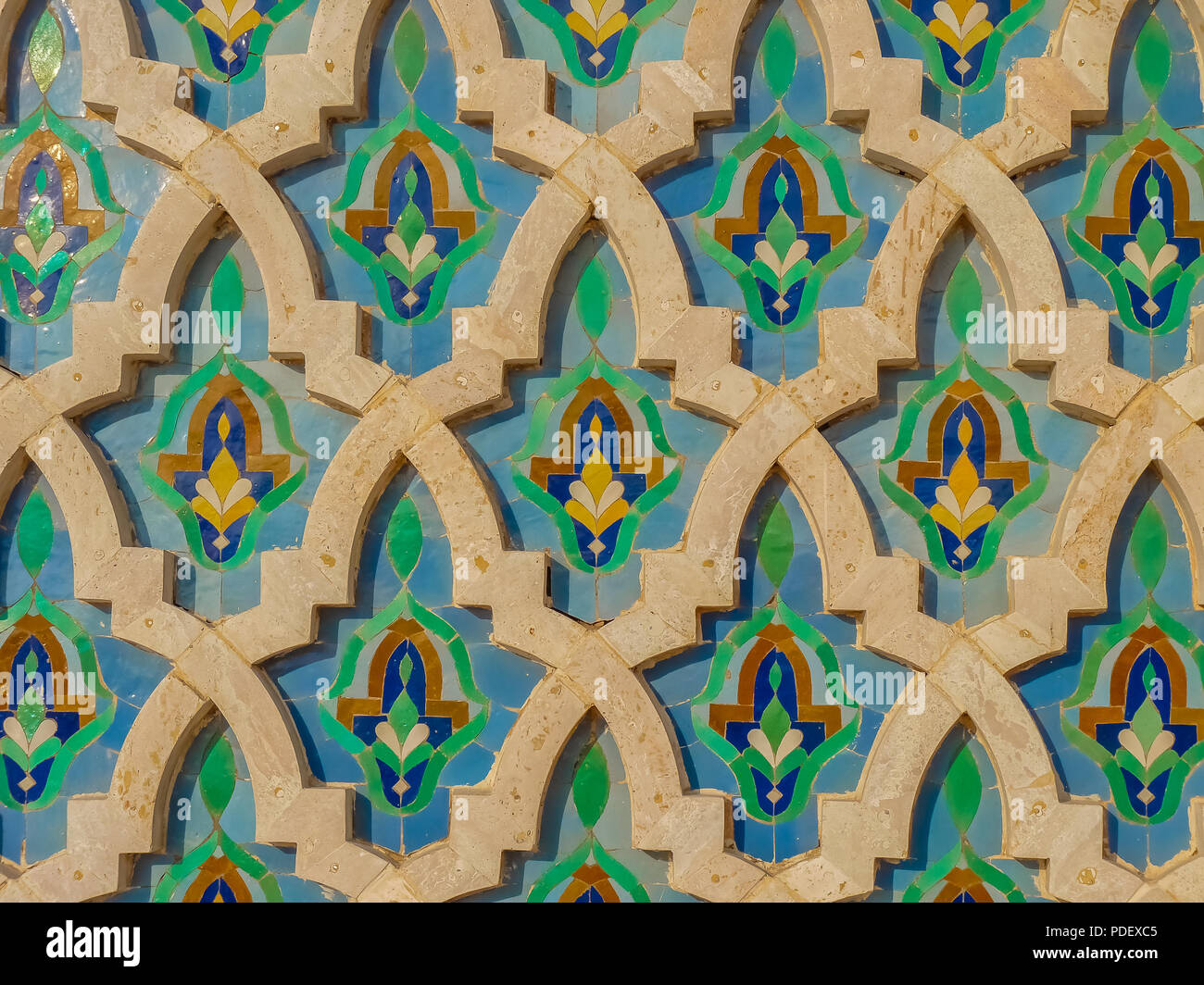 Moroccan tile on the wall of the Mosque Hassan II in Casablanca Morocco ...