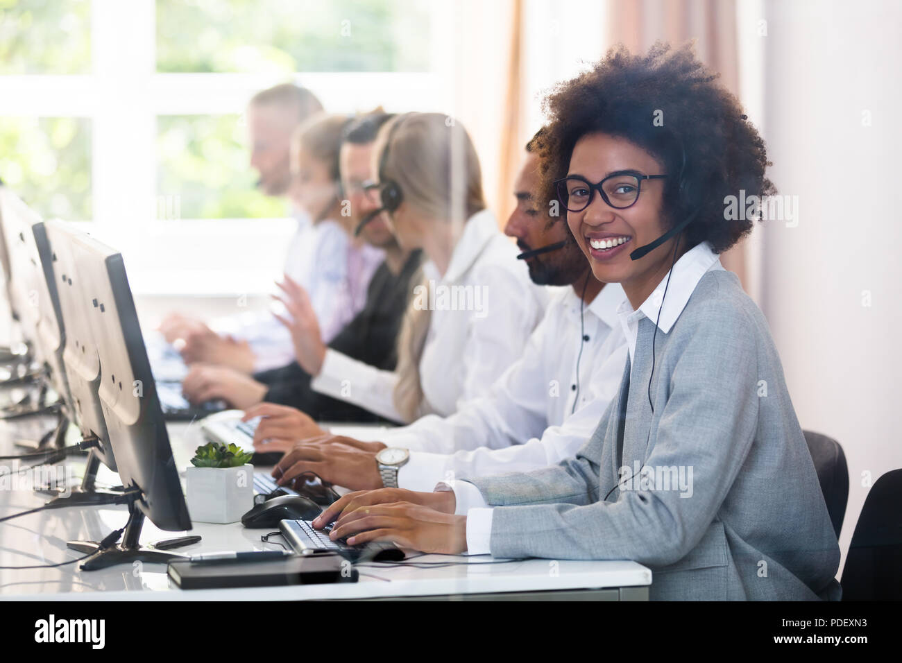 African american black female telemarketer service hi-res stock ...
