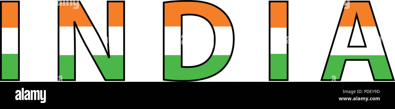 India Lettering, Vector typographic design isolated on white background ...