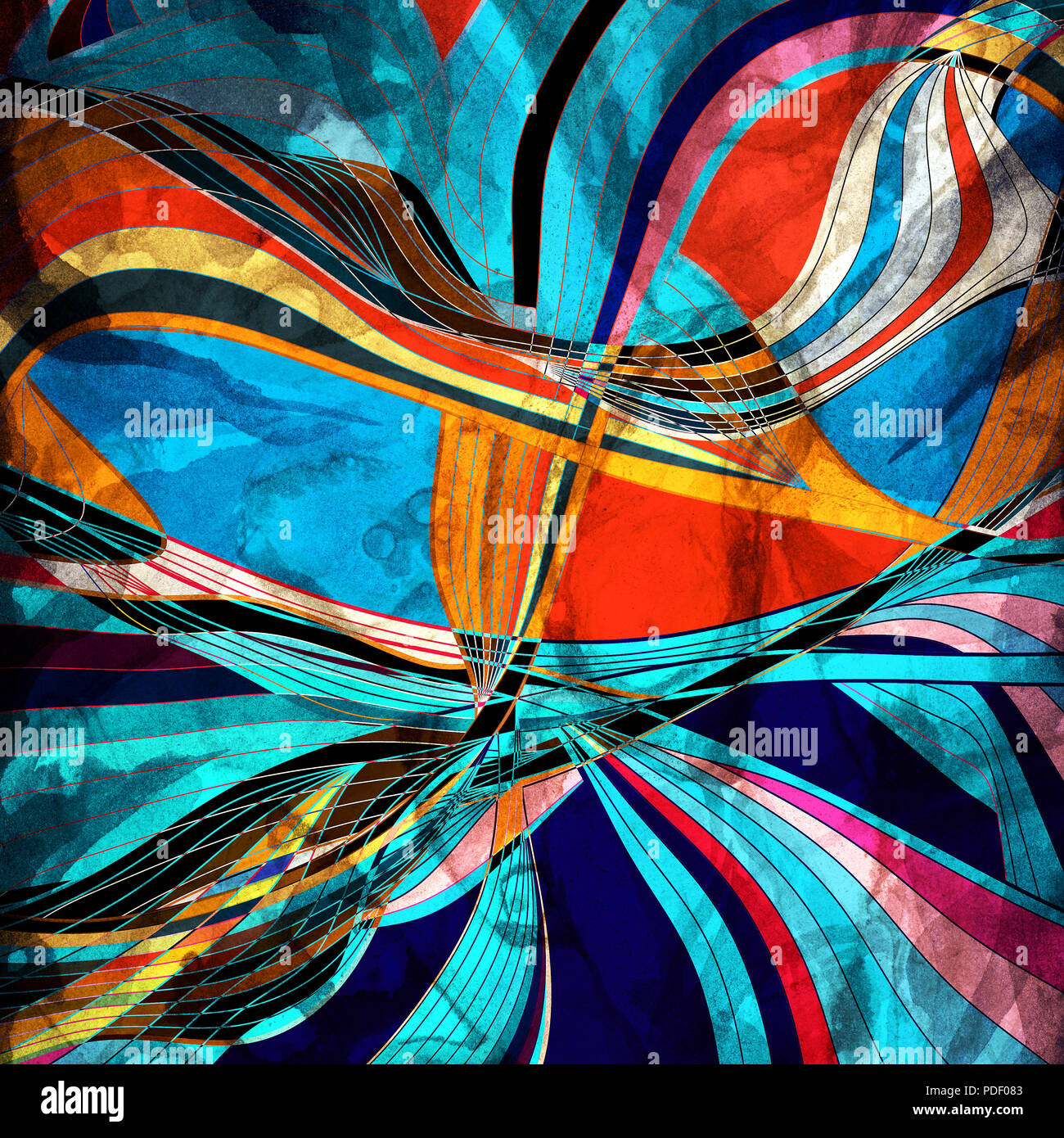 Abstract watercolor bright background with different colorful wave ...