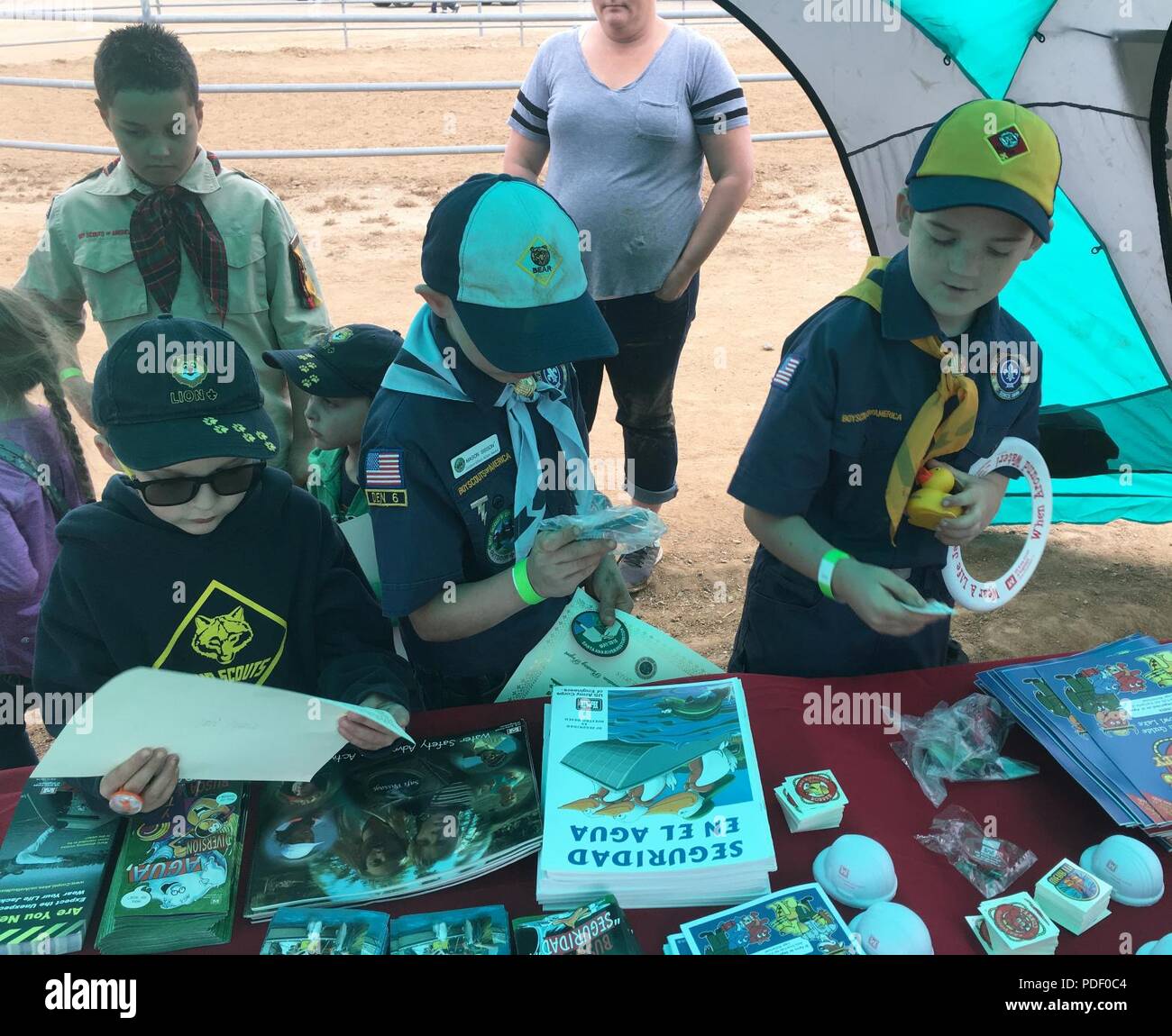 Boy Scouts check out "Bobber the Safety Dog" materials and other U.S ...