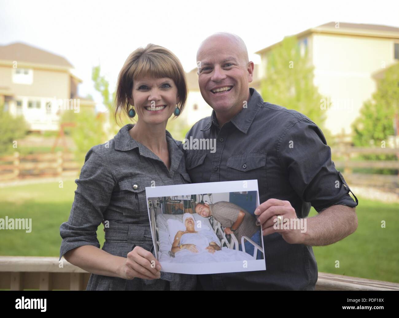 Jodi Novak, left, cancer survivor and Lt. Col. Kneil Novak, 460th Space ...