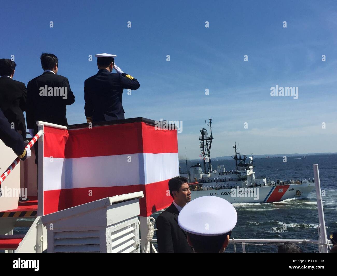 The Coast Guard Cutter Alex Haley (WMEC 39) crew renders honors to the ...