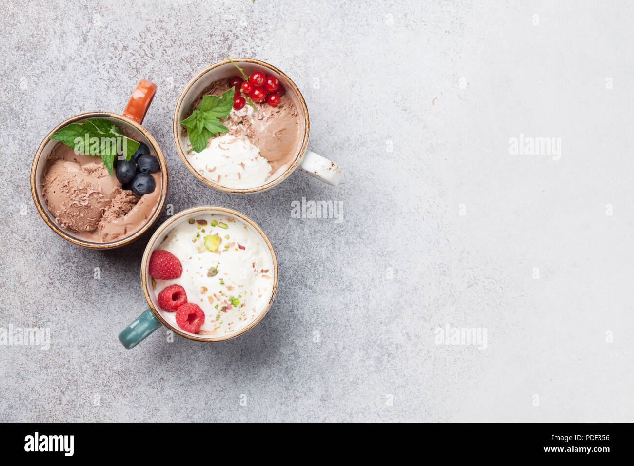 Ice cream with berries. Top view with space for your text Stock Photo ...