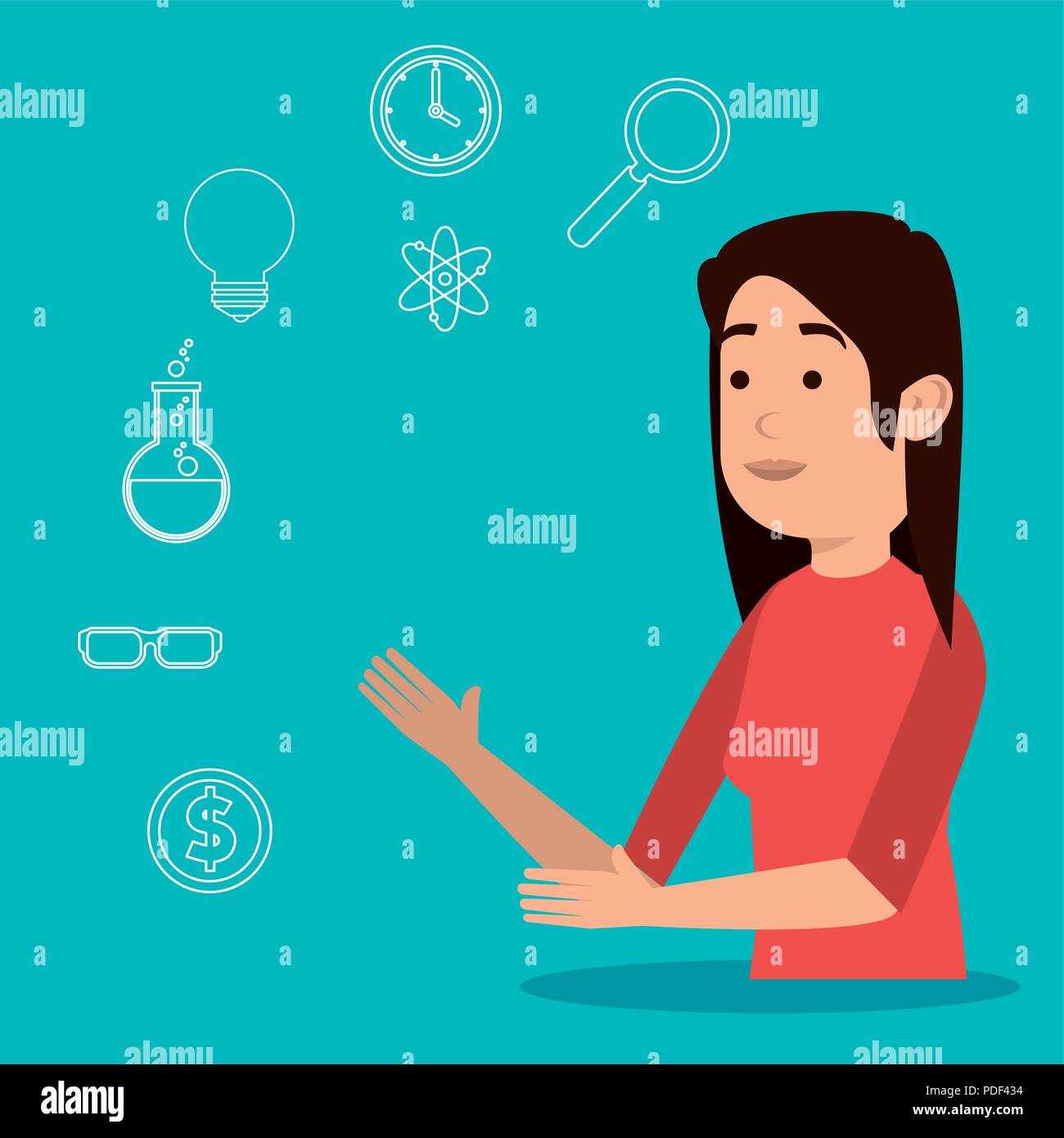 teacher woman with education icons Stock Vector Image & Art - Alamy