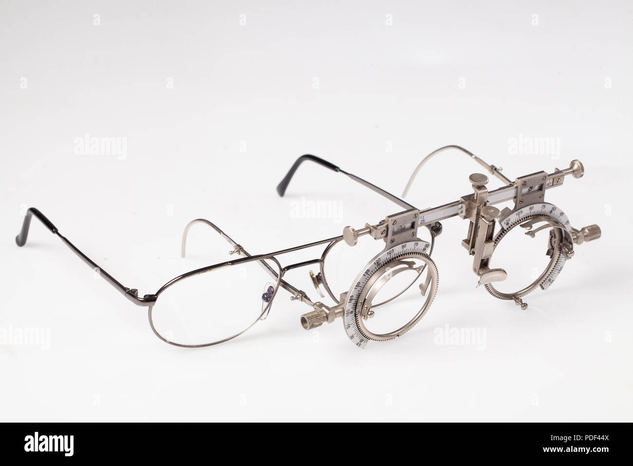 Old optometric device to choose the correct lense on isolated ...