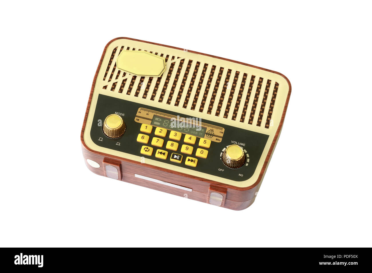 Retro radio mp3 player on white background, Cassette player Stock Photo ...