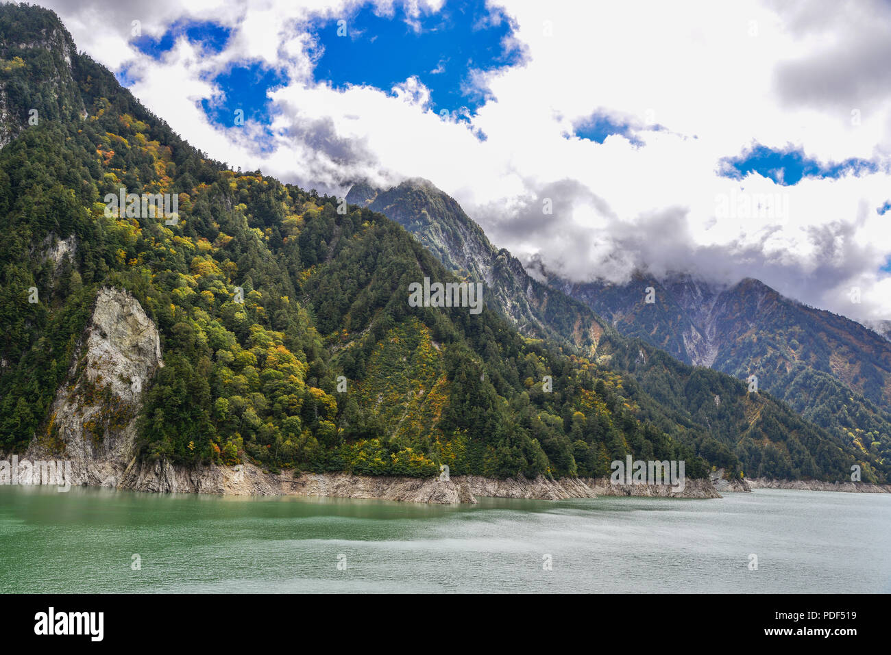 Mountain scenery at autumn in Tateyama Kurobe Alpine Route, Japan Stock ...