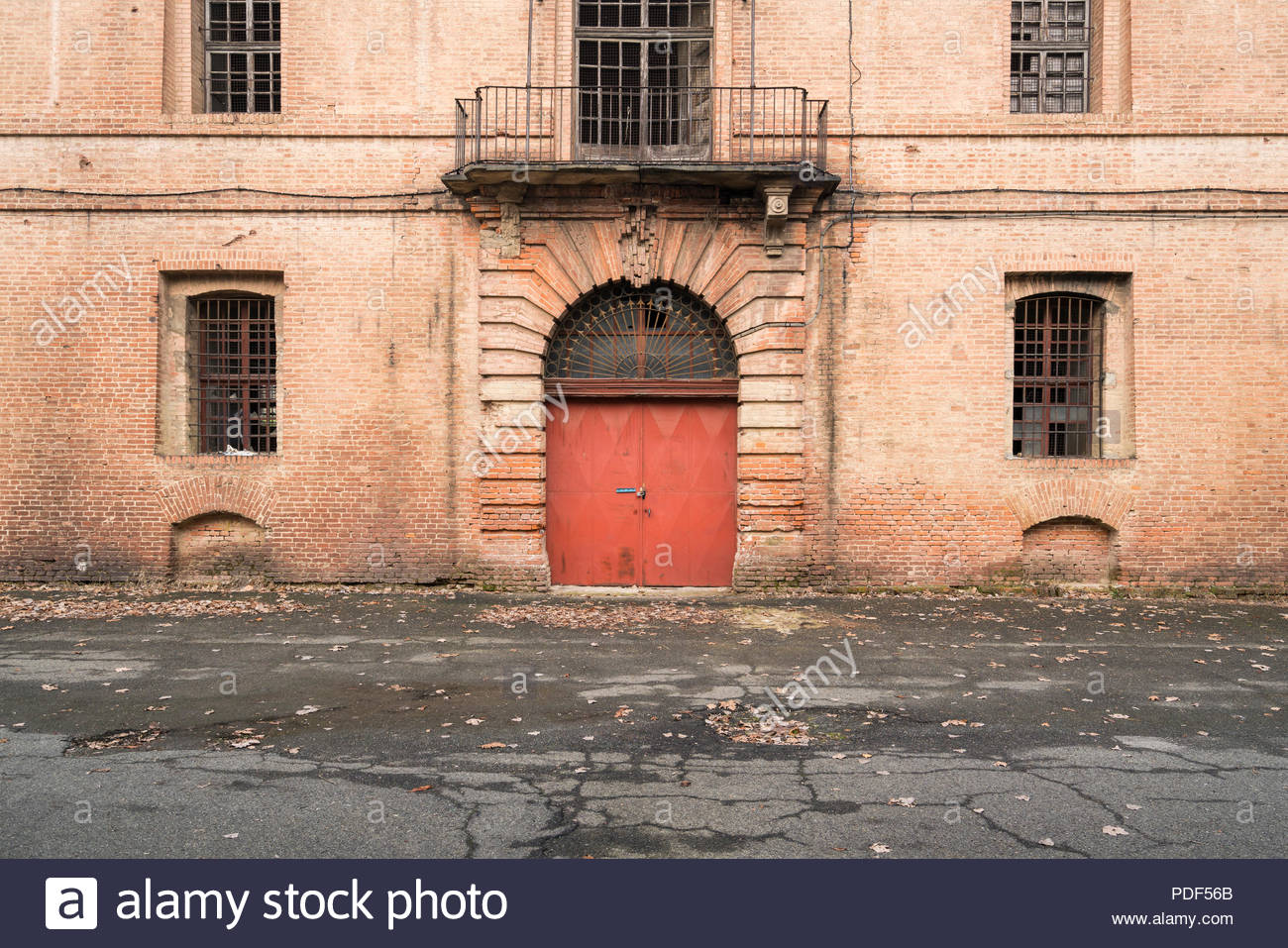 Decaying interior of an abandoned building with peeling paint and ...
