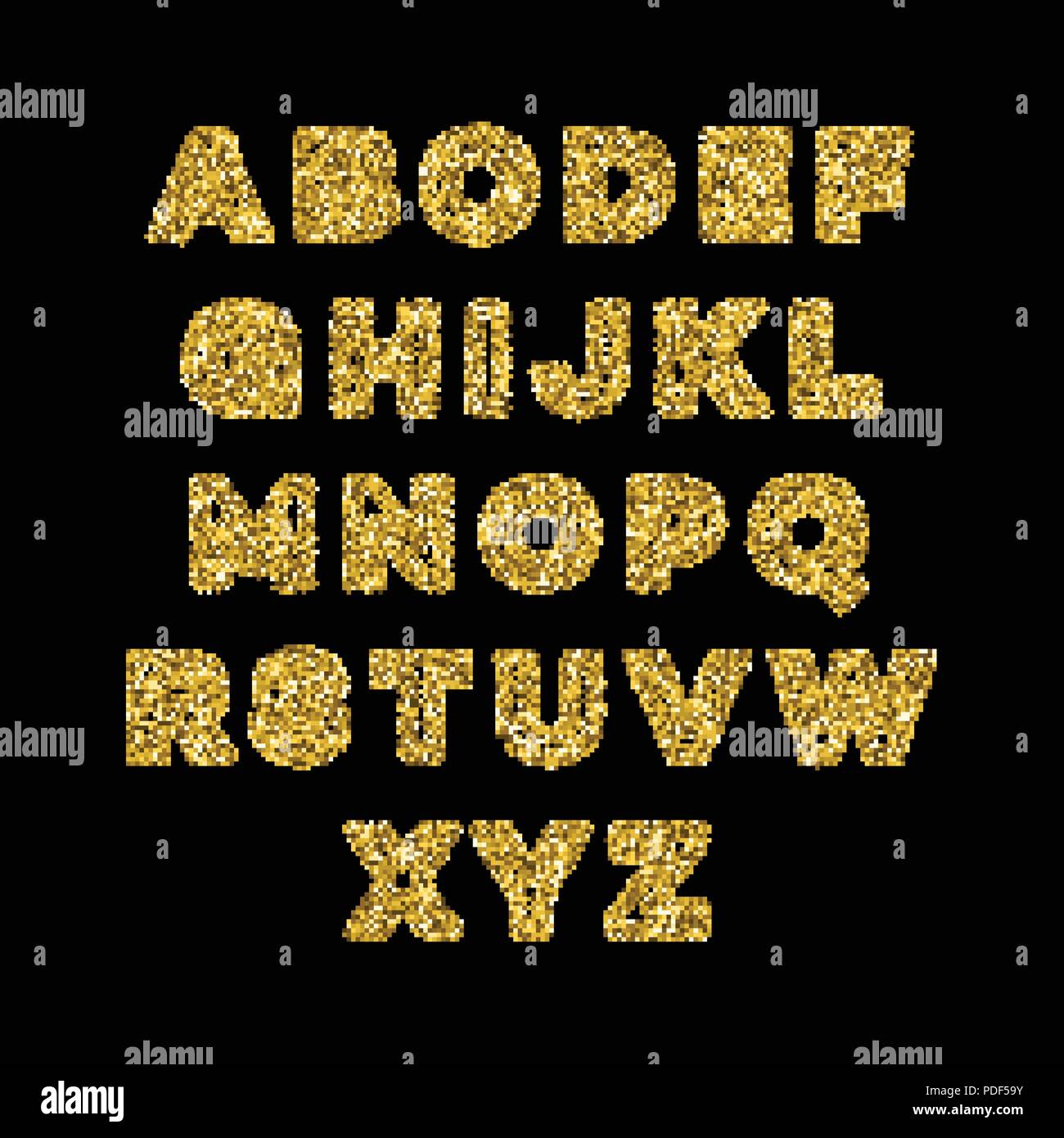 Golden glitter alphabet font set. Vector illustration Stock Vector ...