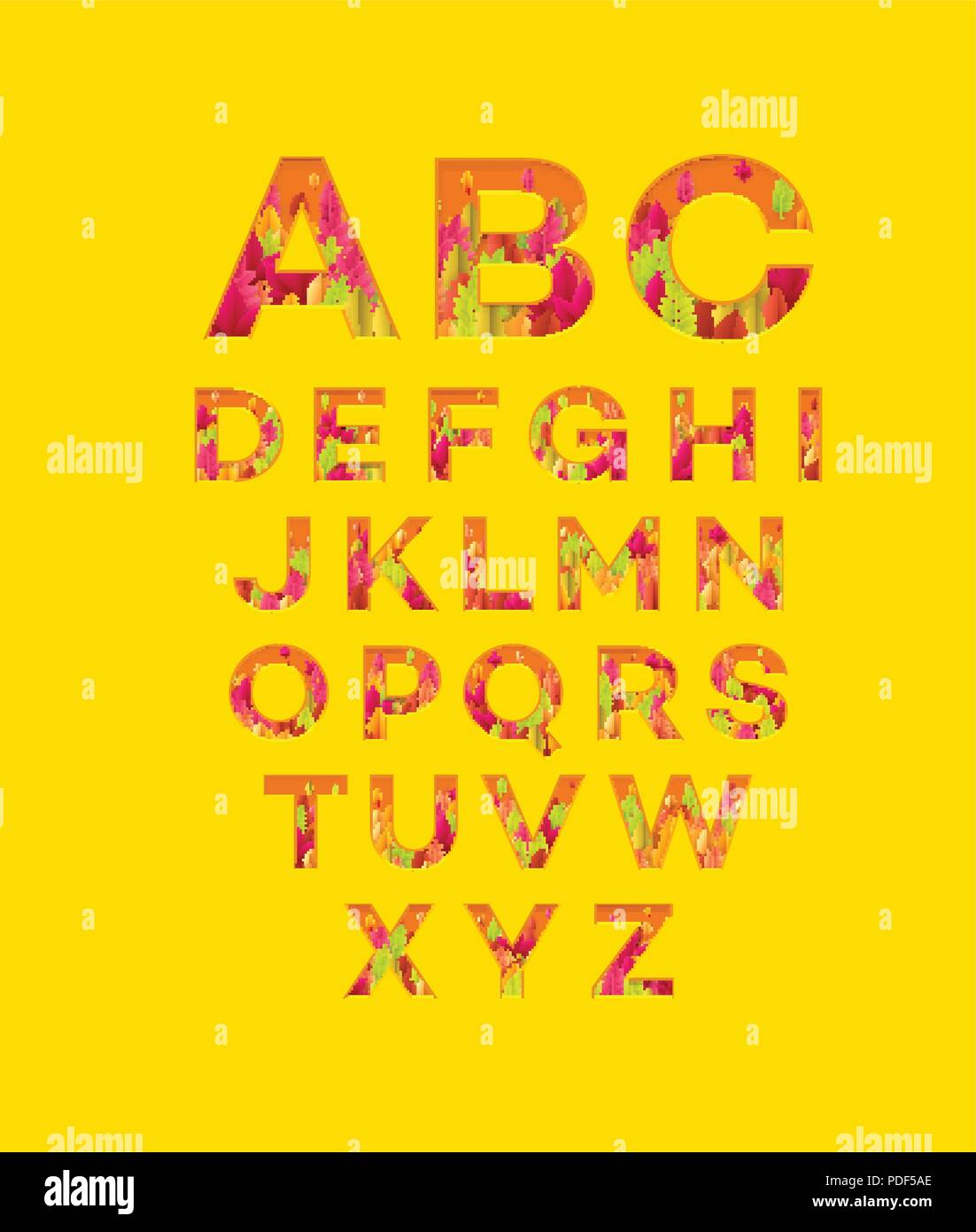 Vector alphabet letters made from autumn leaves. Vector illustration ...