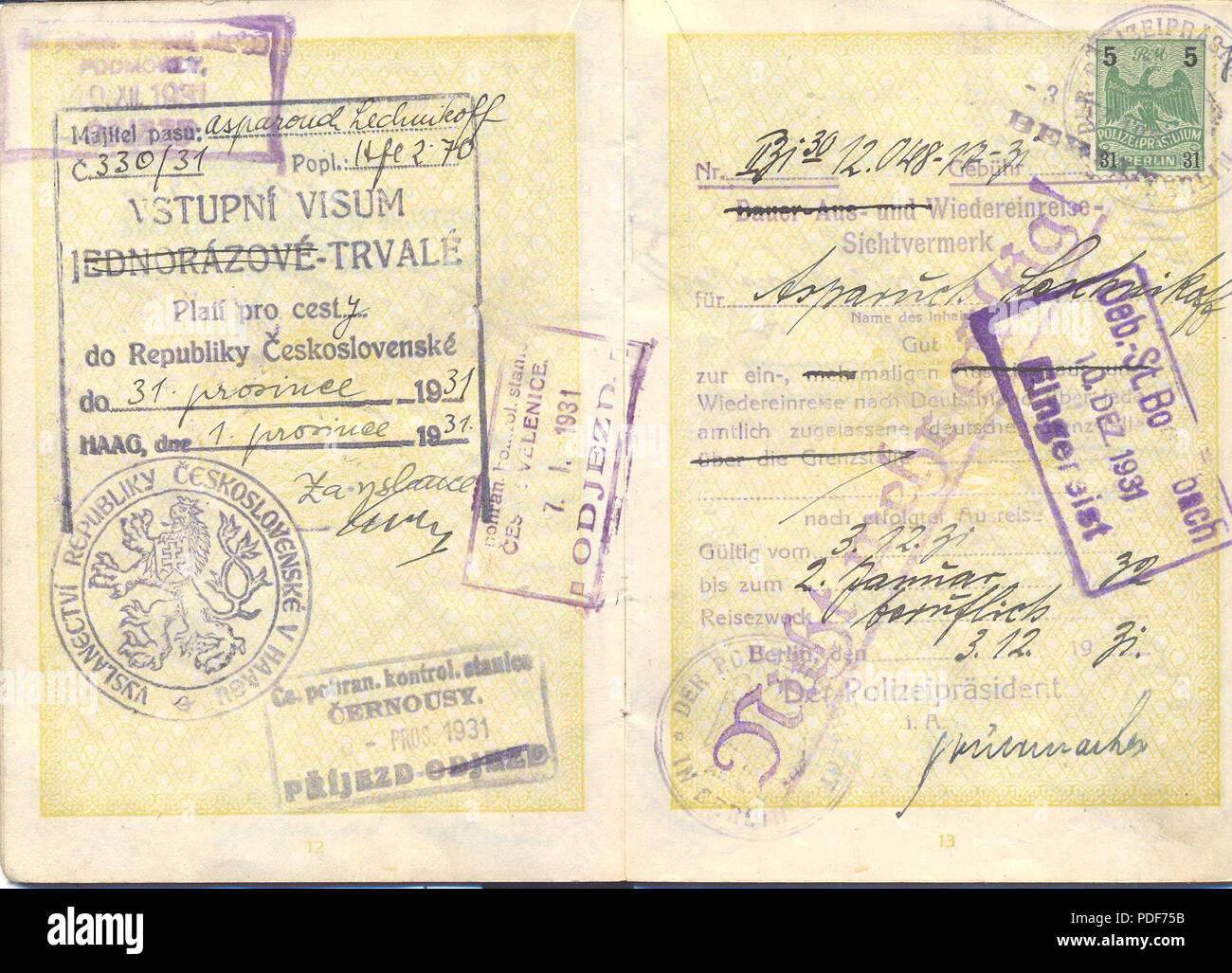 44 BASA-1868K-1-3-7-Asparuh Leshnikov Passport Stock Photo - Alamy