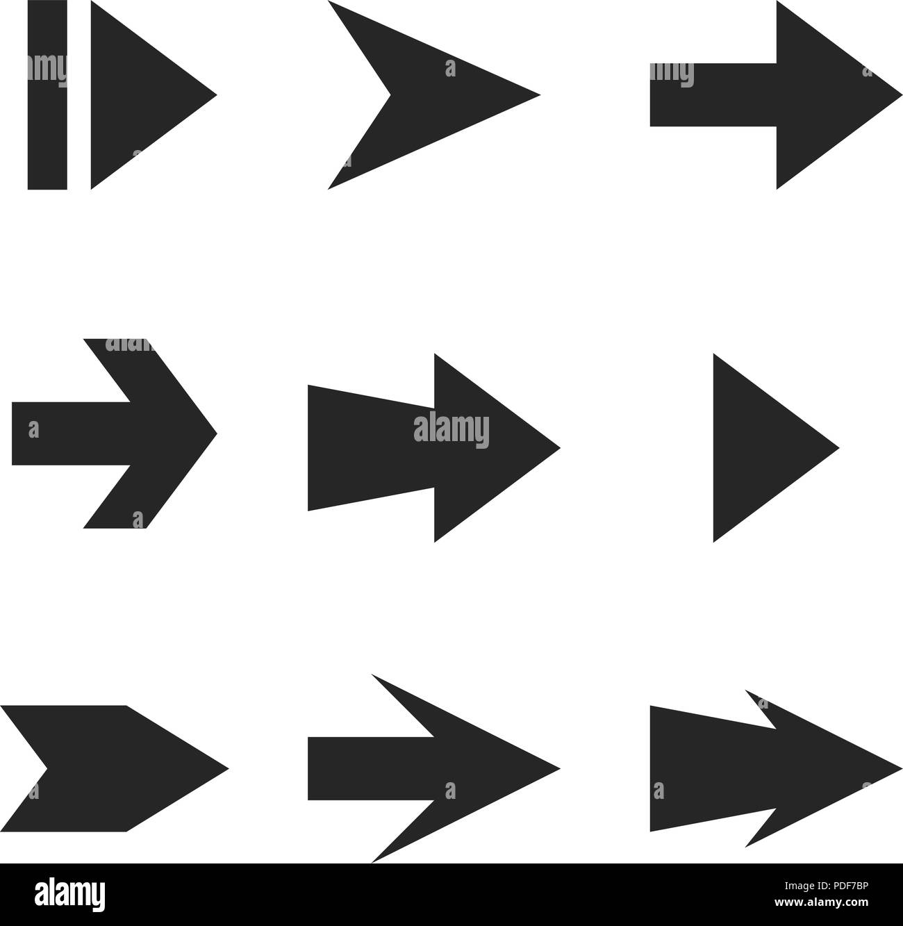 Arrows set. Flat black simple signs Stock Vector Image & Art - Alamy