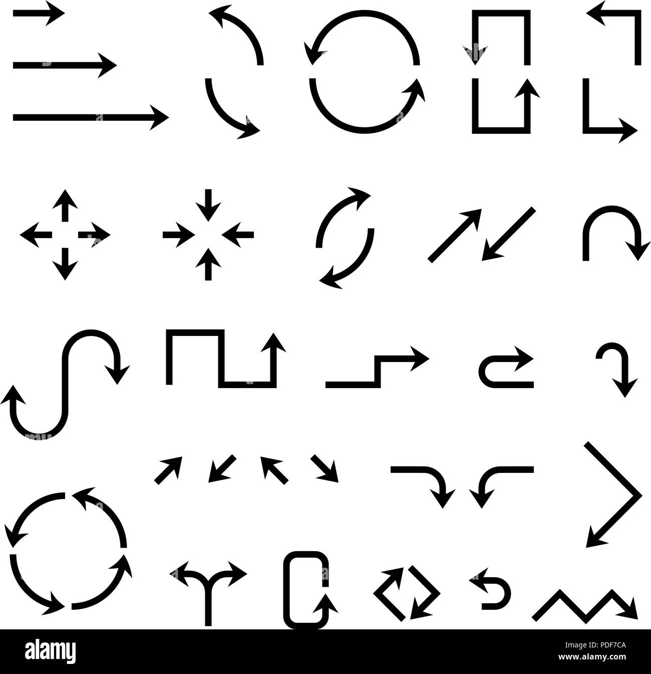 Black arrows set flat Black and White Stock Photos & Images - Alamy