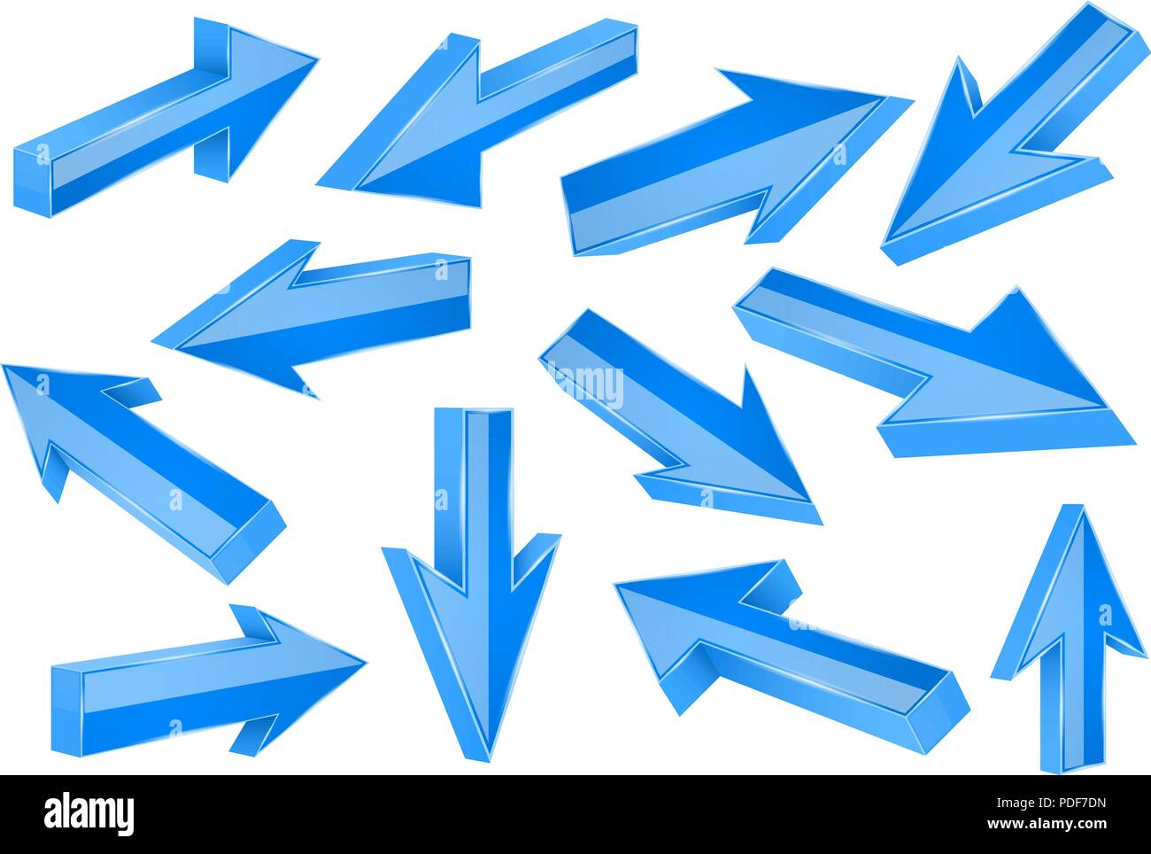 Blue 3d arrows. Set of shiny straight signs Stock Vector Image & Art ...