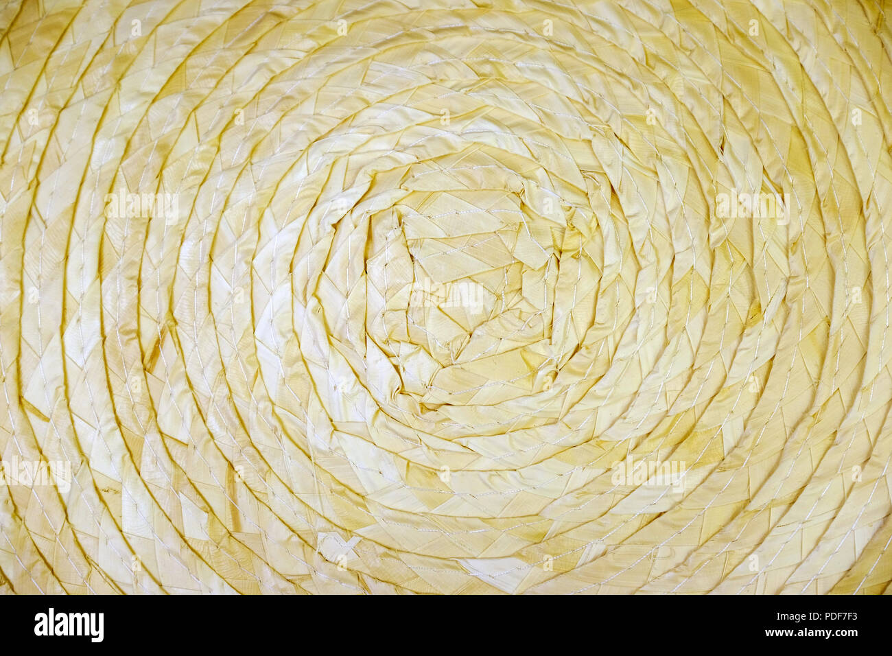 Woven circular rug made of reeds or straw-yellow in color. The texture ...