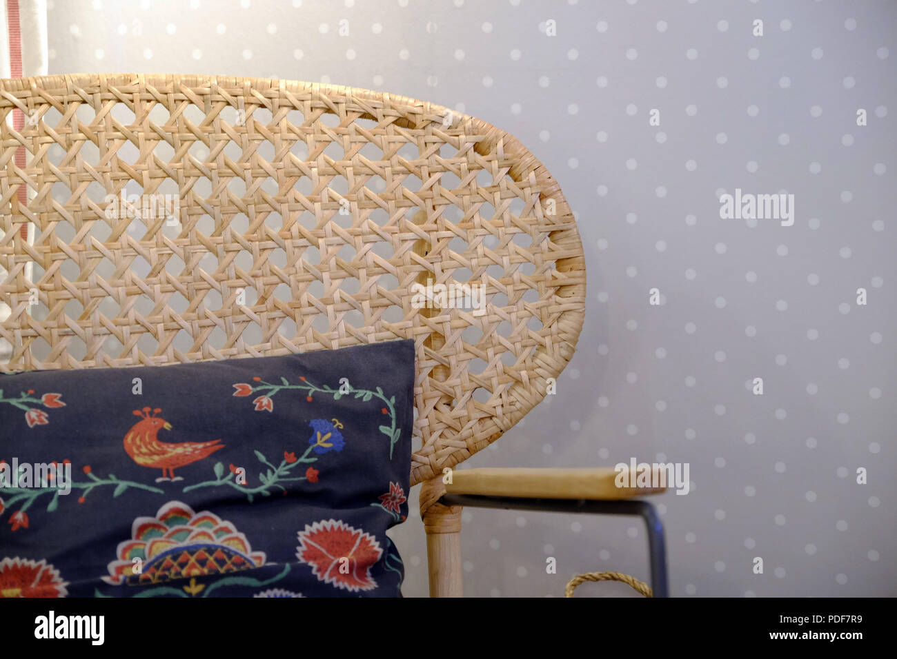 Wicker chair. Details of modern cozy interior Stock Photo - Alamy