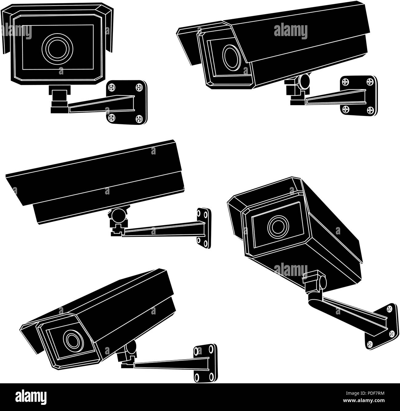 CCTV security cameras. Black outline drawing Stock Vector Image & Art ...