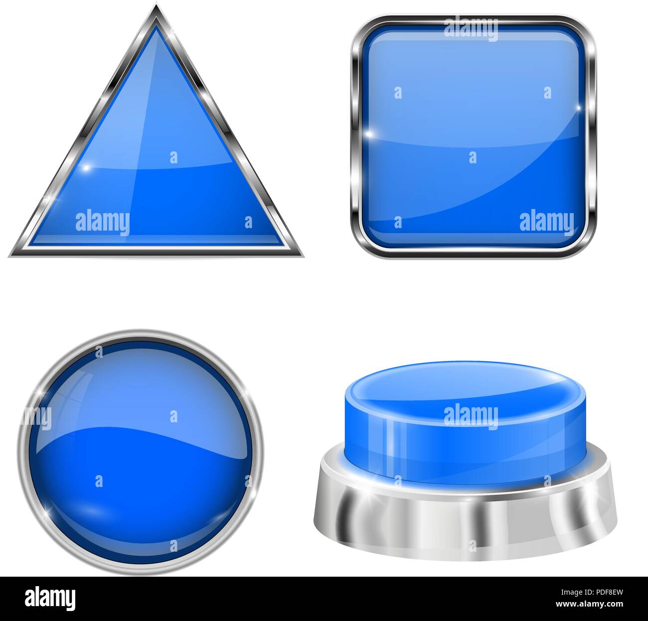 Blue 3d buttons and icons. With metal frame Stock Vector Image & Art ...